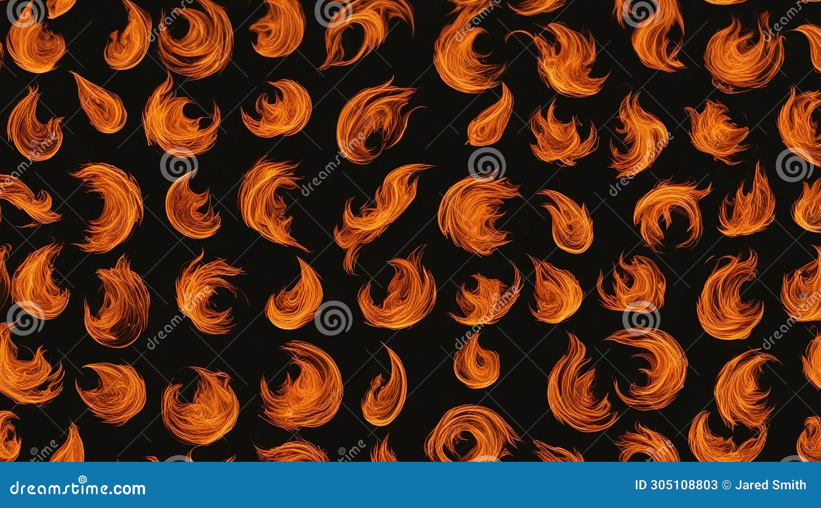 Fire Flames Pattern a Black Background with a Bright Fire in Yellow and ...