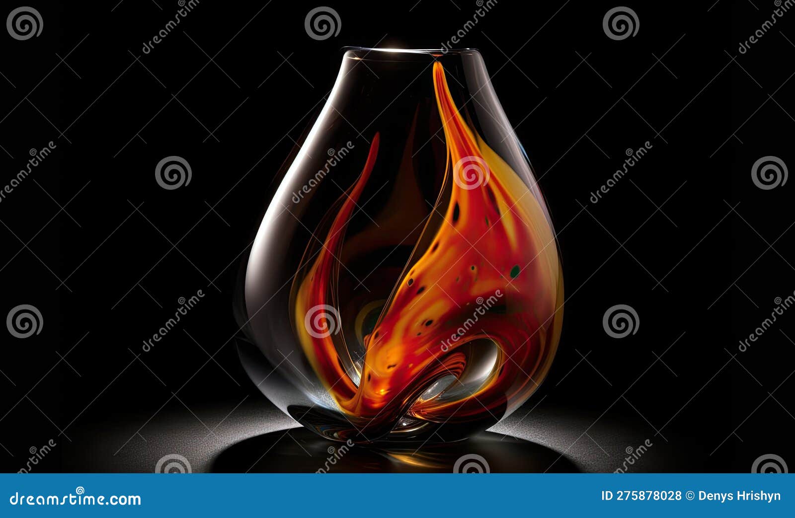 Fire Flames Reflected through Transparent Glass Creating Using ...