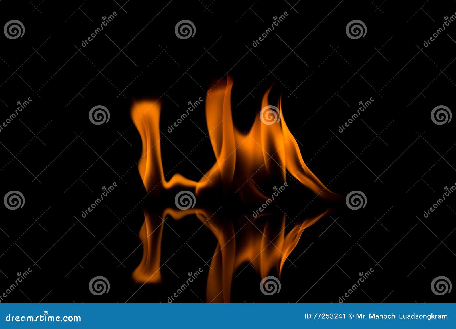 Fire Flames with Reflection Stock Image - Image of abstract, glowing ...