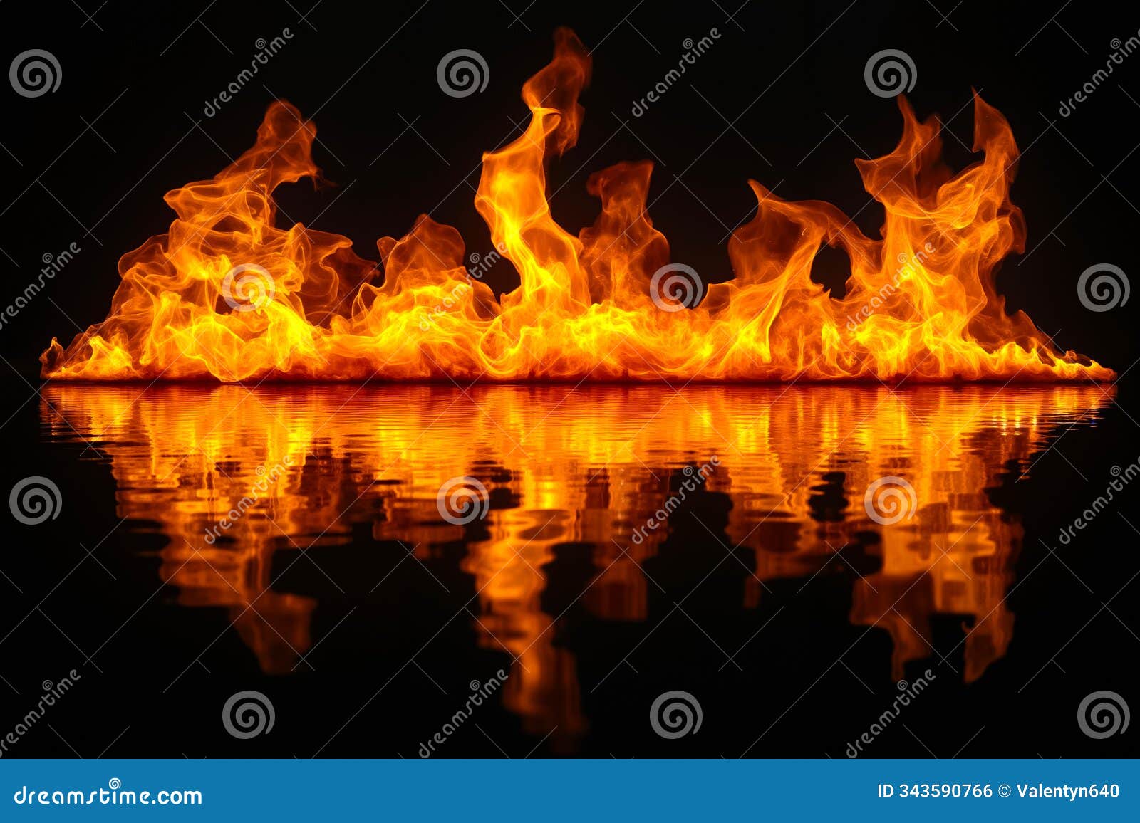 A Fire is Reflected in the Water on a Black Background Stock Photo ...