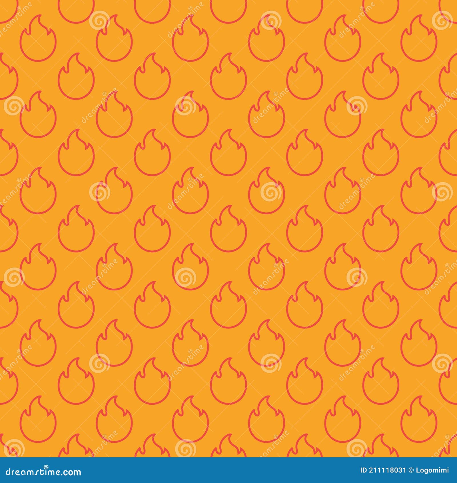Fire Flames Seamless Pattern Background, Orange Color Vector ...