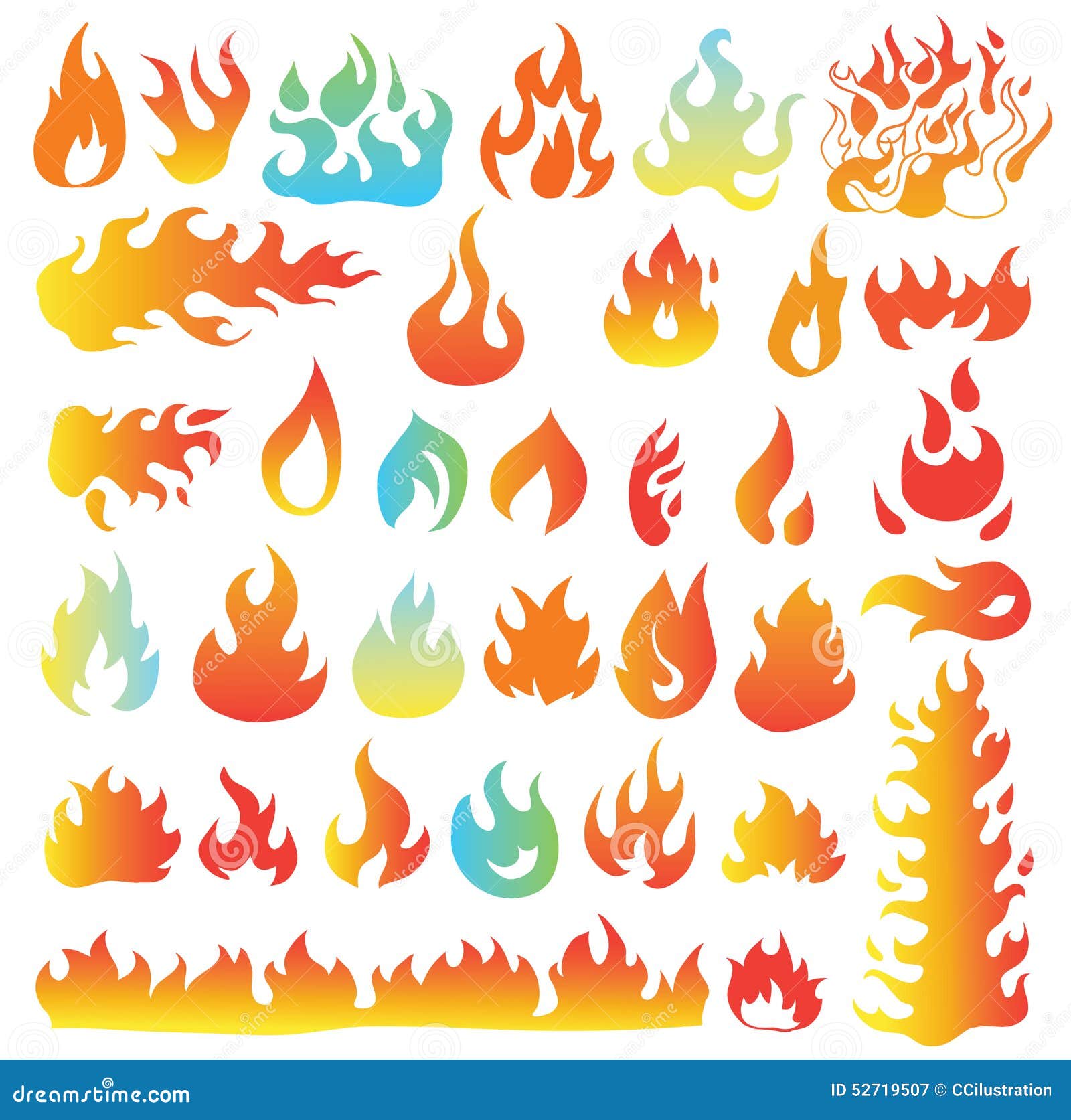Fire Flames, Set Icons, Vector Illustration. Stock Vector ...