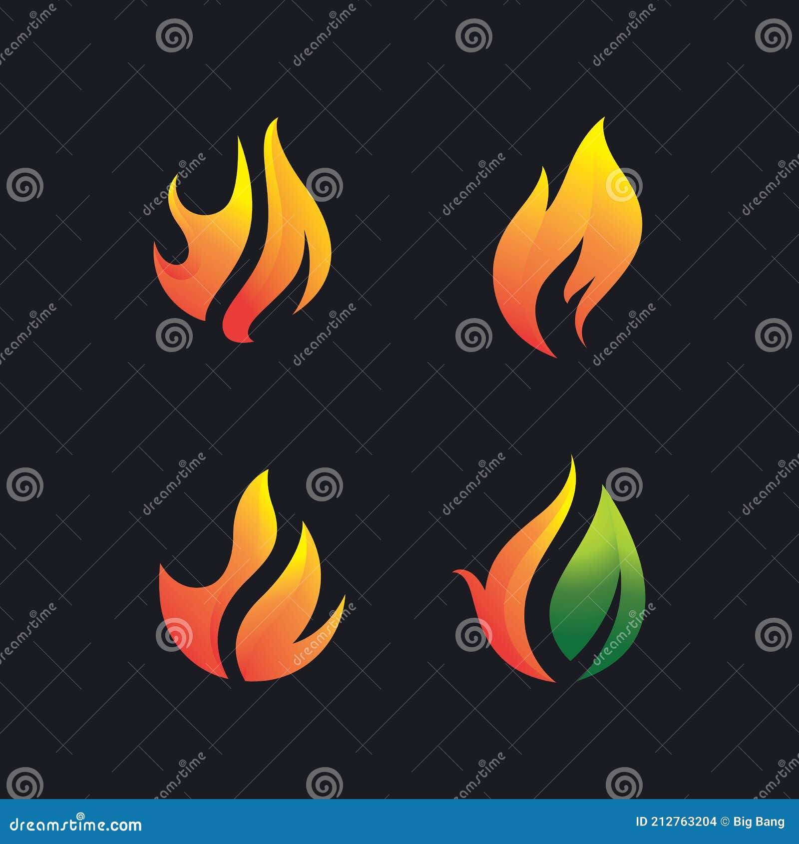 Fire Flames, Set Logo Vector Icons Stock Vector - Illustration of ...