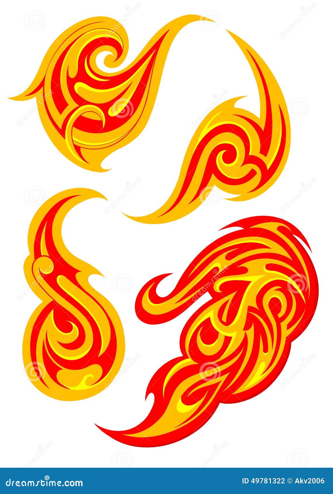 Fire flames set stock vector. Illustration of clip, scroll - 49781322