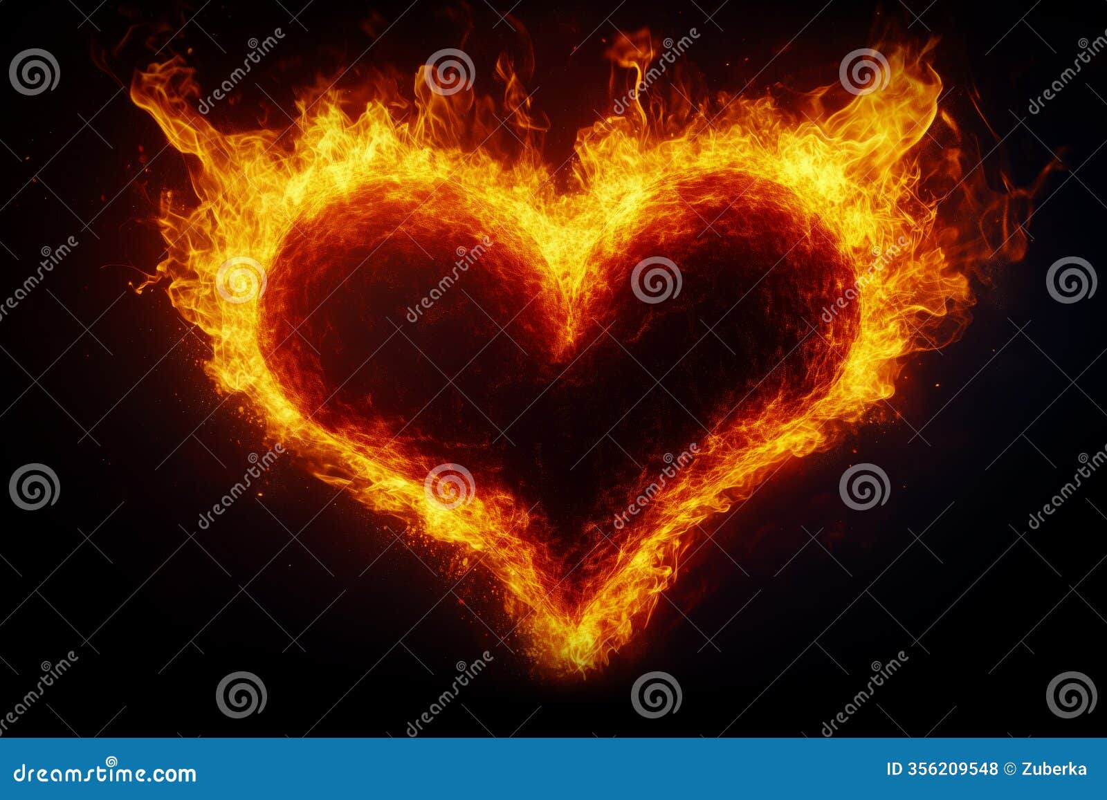 Fire Flames in the Shape of Heart Stock Illustration - Illustration of ...