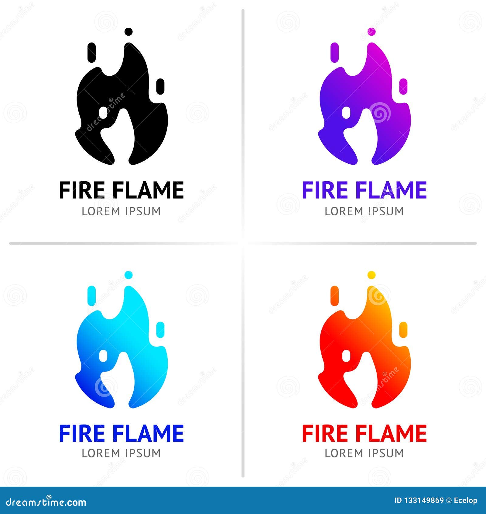 Fire Flames with Sparks Colored Vector Set Stock Vector - Illustration ...