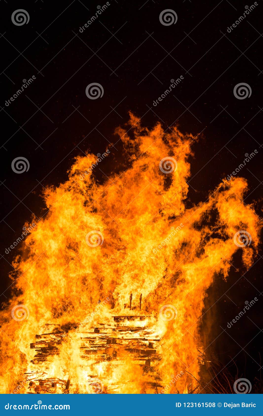Fire Flames with Sparks and Ember on Black Background Stock Photo ...