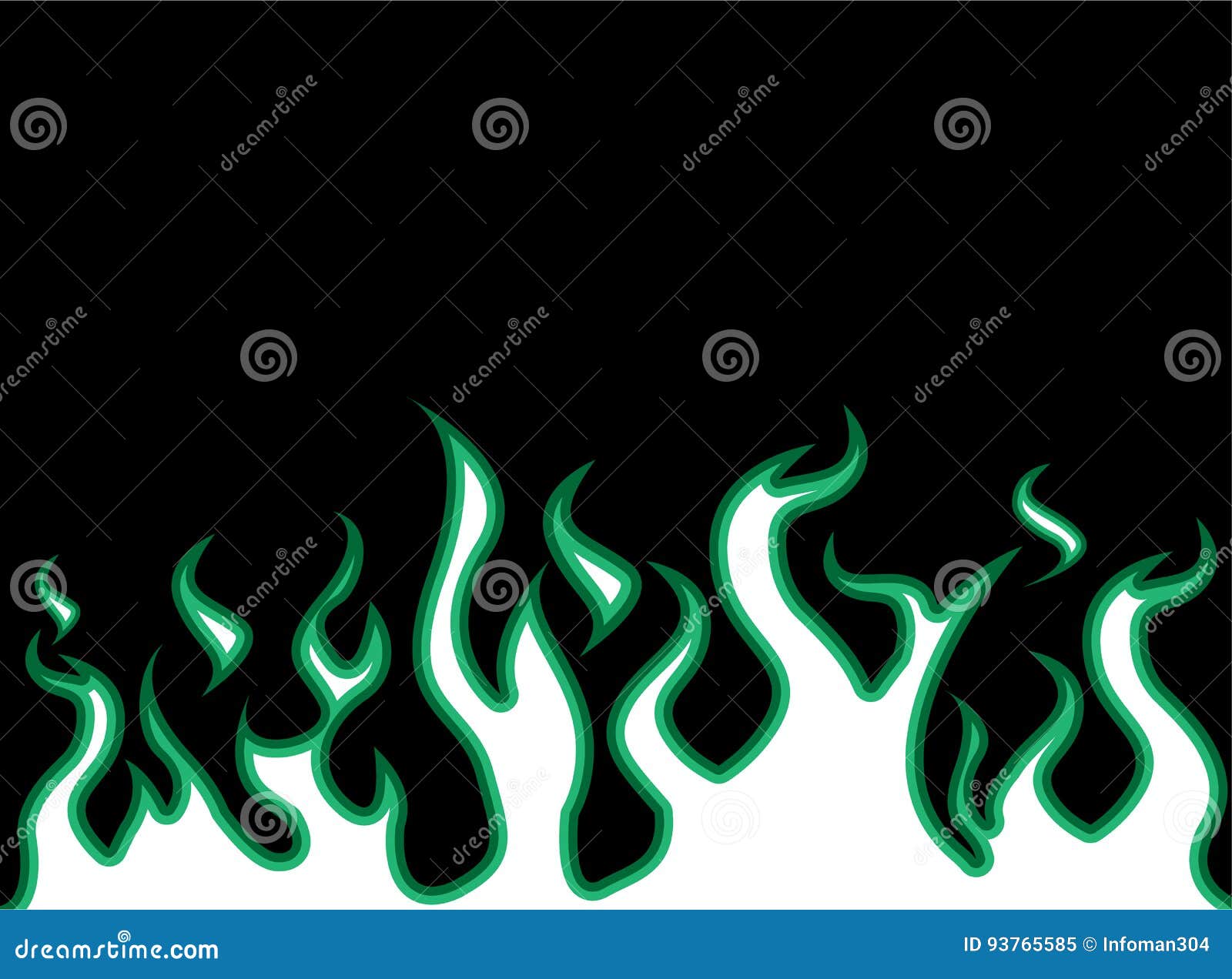 Fire Flames Style Carton Green Stock Vector - Illustration of banner ...