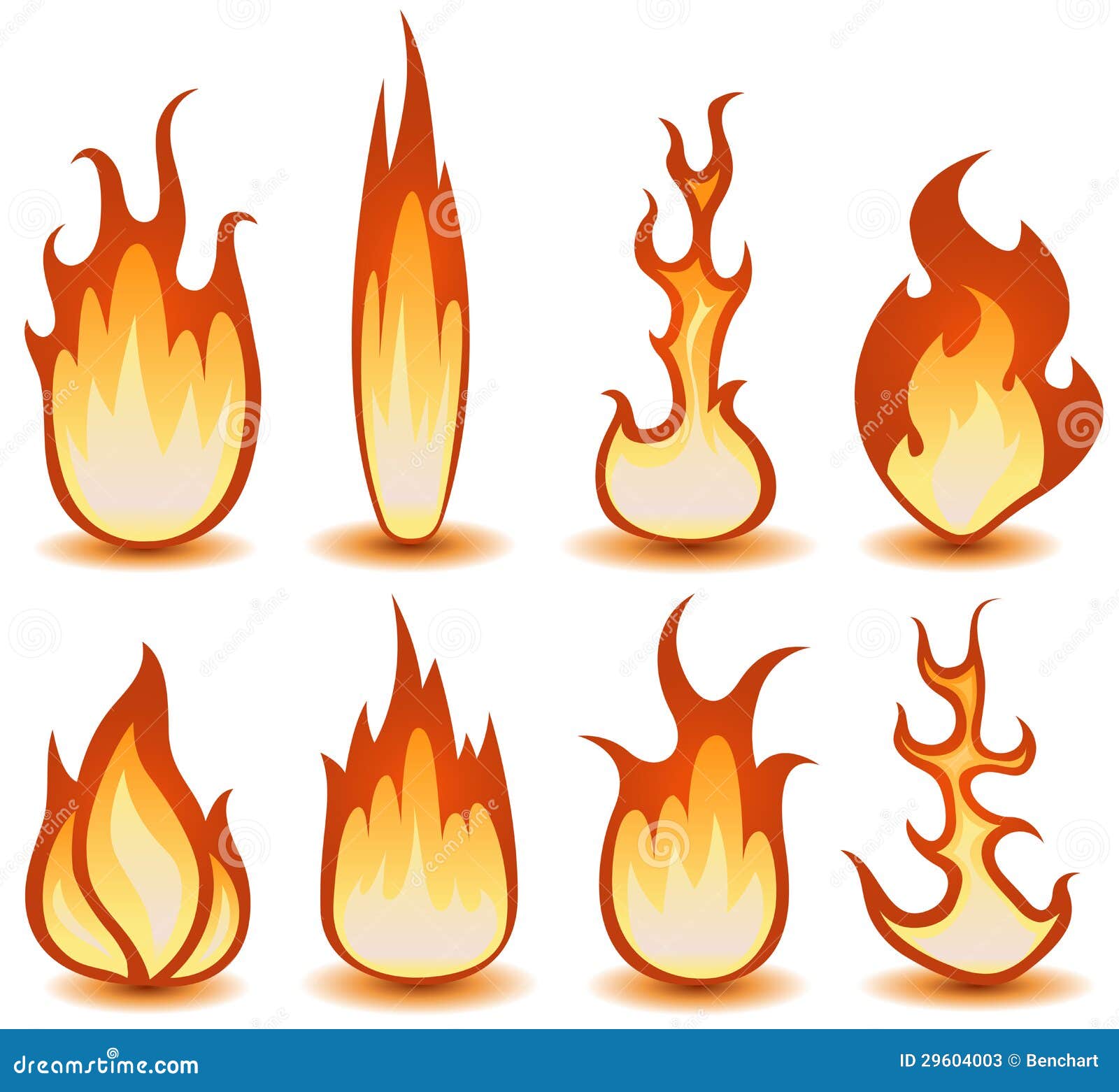 Fire and Flames Symbols Set Stock Vector - Illustration of icon ...