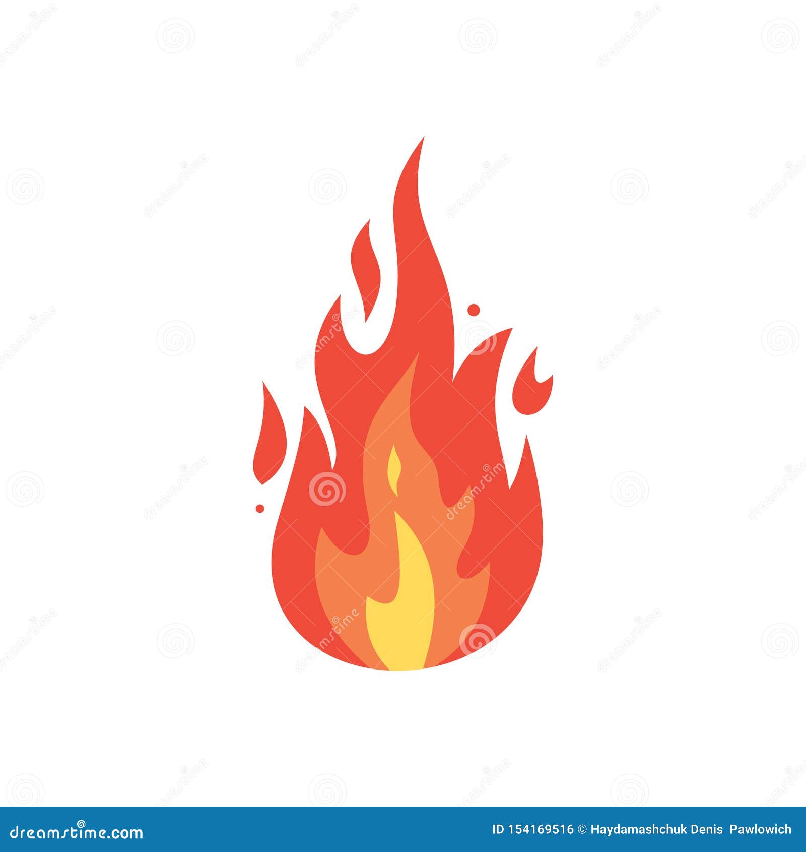 Fire Flames Vector Icon in Cartoon Style. Flame, Fireball Illustration ...