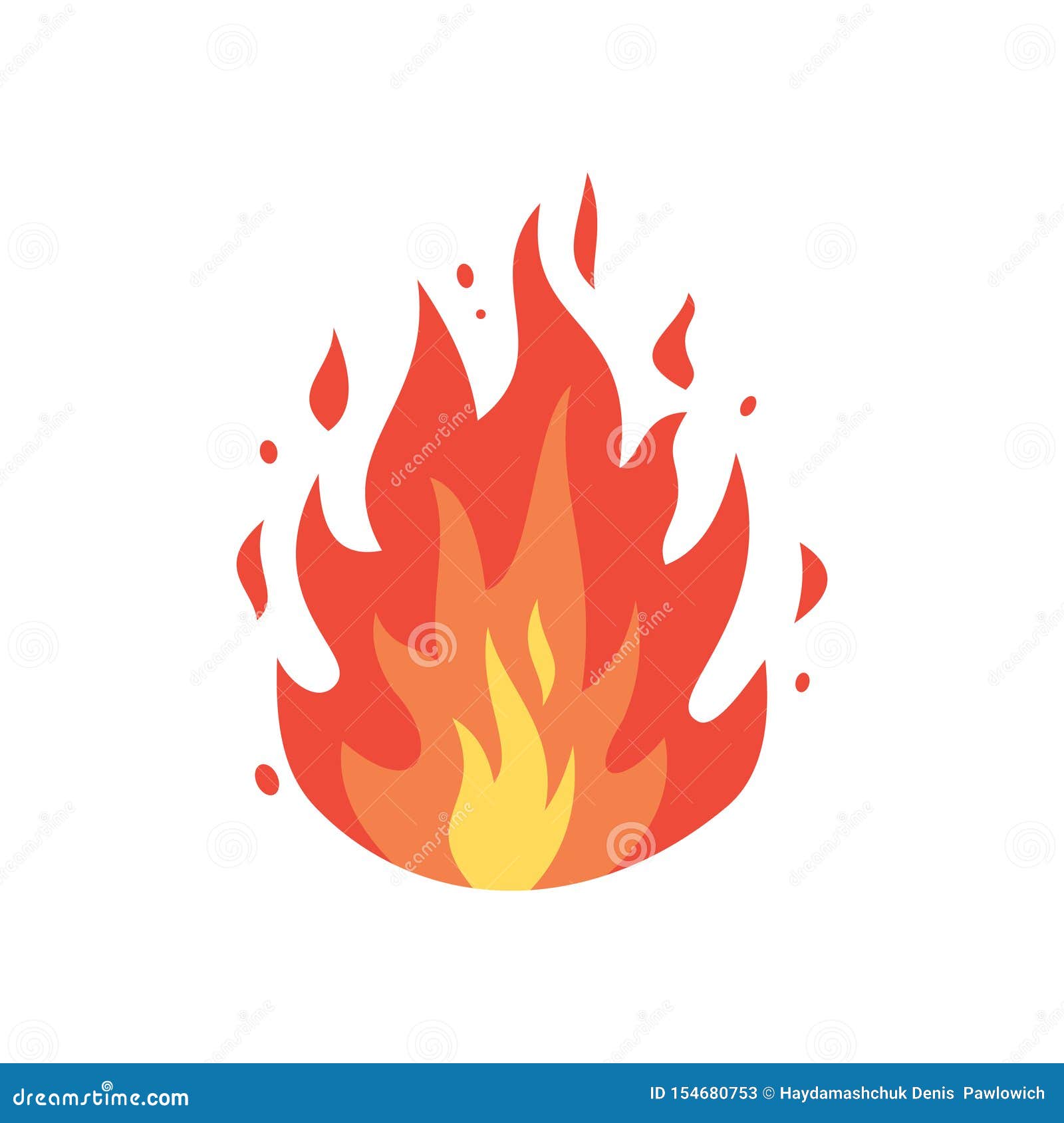Fire Flames Vector Icon in Cartoon Style. Flame, Fireball Illustration ...