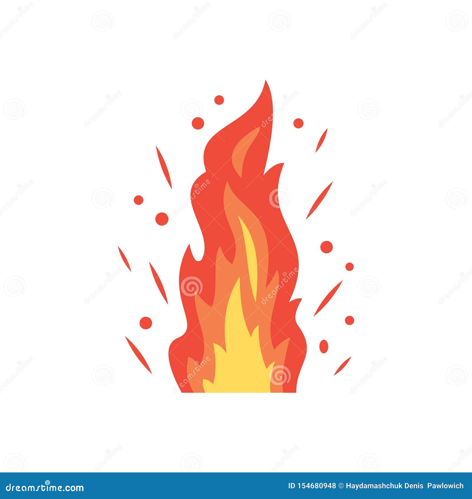 Fire Flames Vector Icon in Cartoon Style. Flame, Fireball Illustration ...