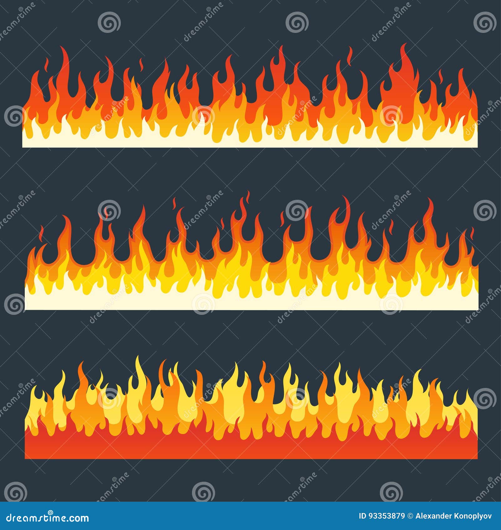 Long Fire Flame With Horizontal Repeat Cartoon Vector | CartoonDealer ...
