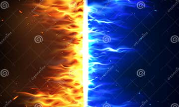 Fire Flames Versus VS Sign Exploding by Elements, Water Splashes and ...