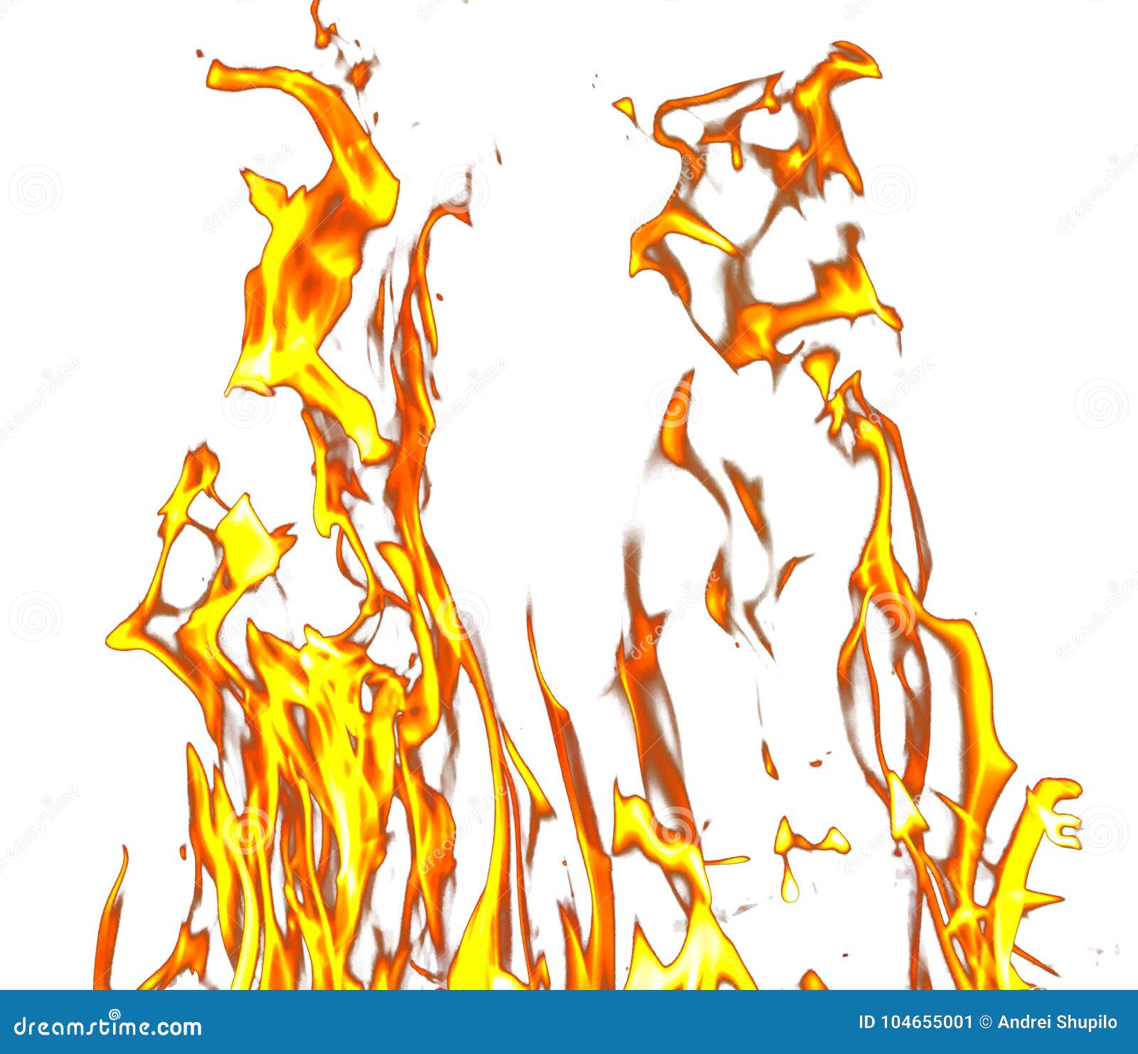 Fire Flames on a White Background Stock Image - Image of inferno, hell ...