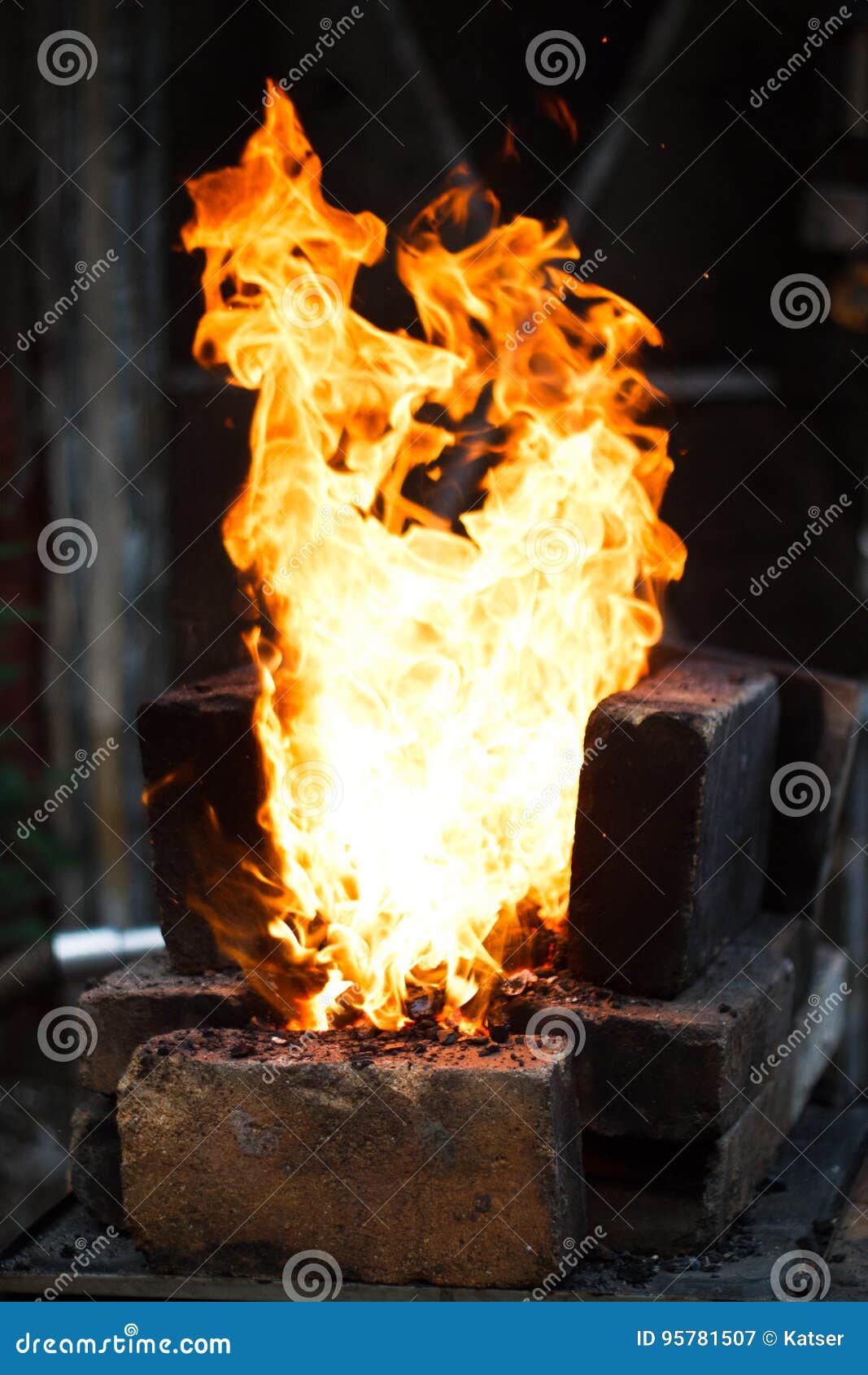 Fire stock image. Image of coal, forge, flaming, forging - 95781507