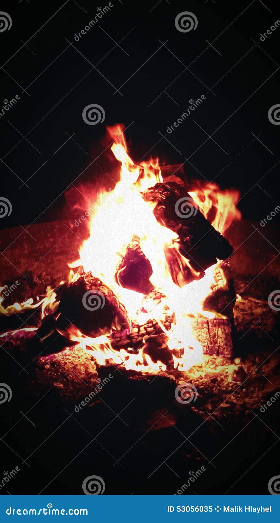 Fire Is Flamming And Burning On Black Background. Royalty-Free Stock ...