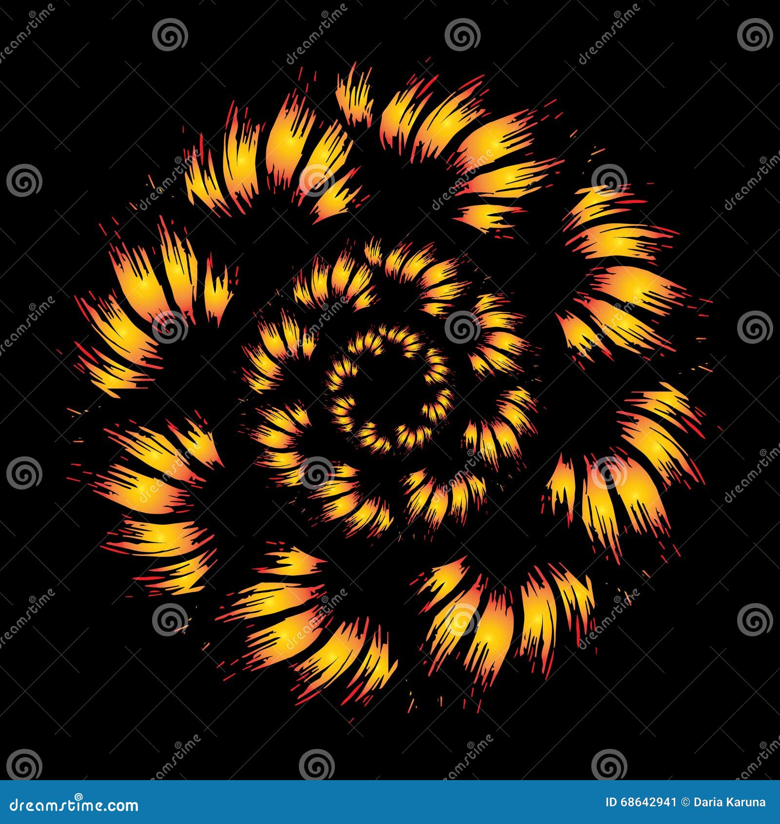 Fire Flower on Black Background. Stock Vector - Illustration of flower ...