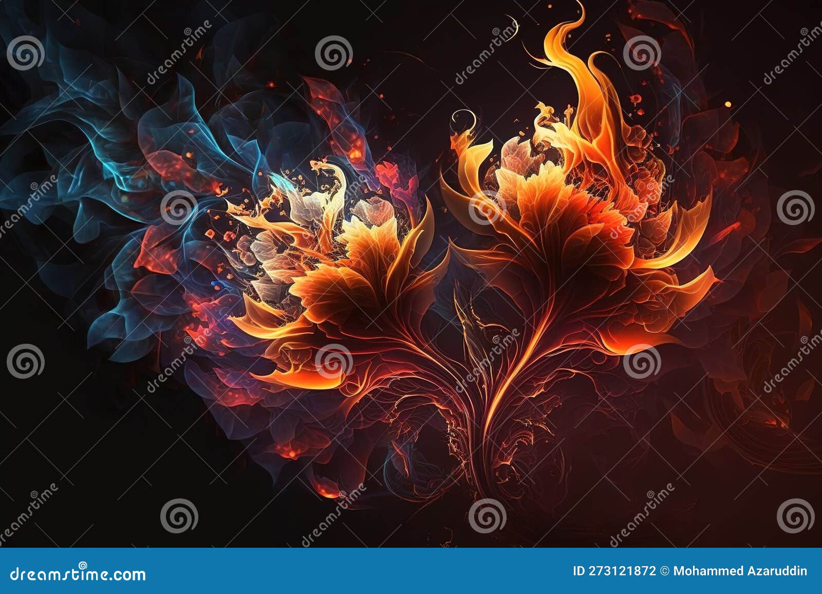 Fire Flowers Background stock illustration. Illustration of surreal ...