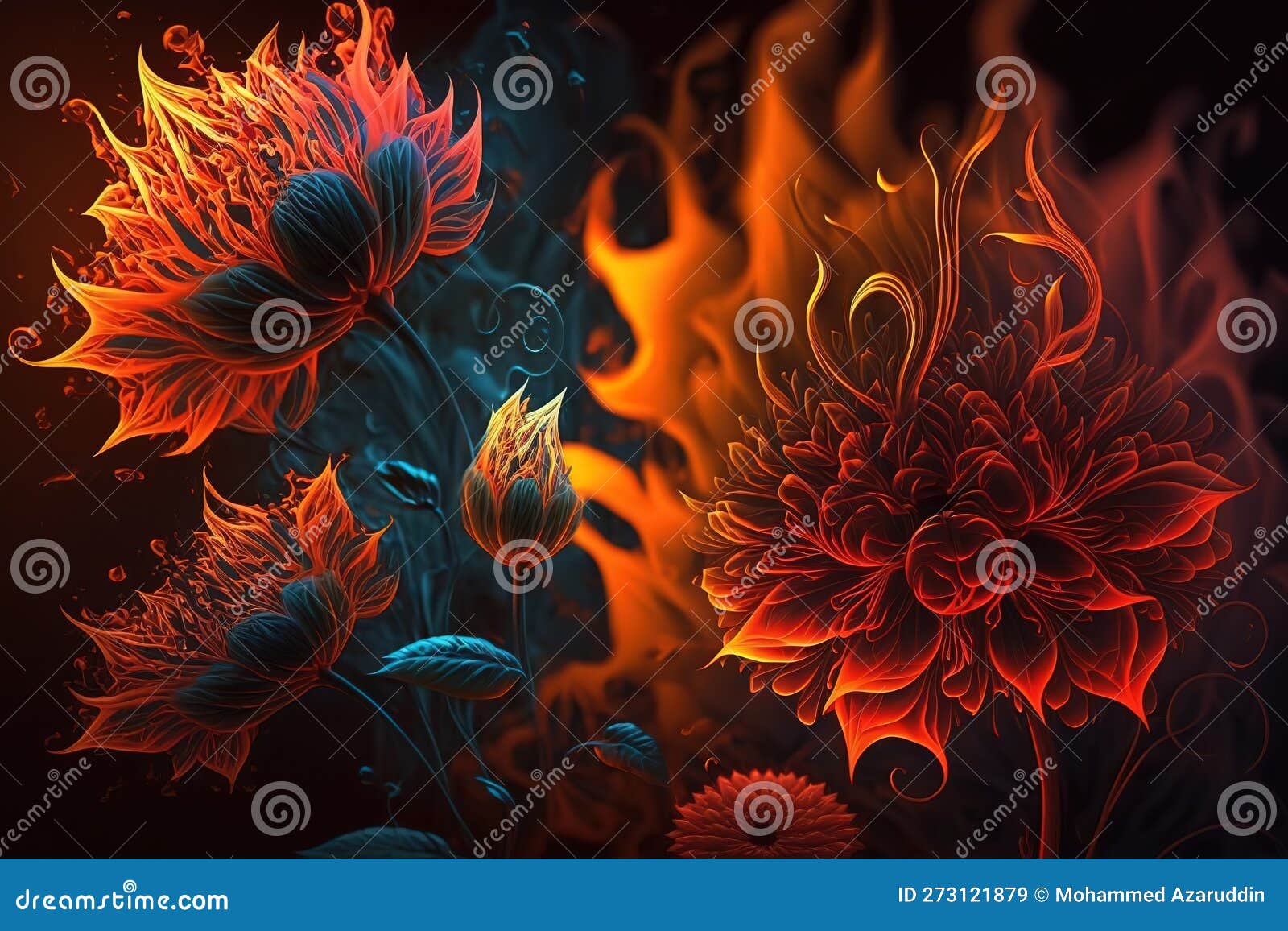 Fire Flowers Background stock illustration. Illustration of beautiful ...