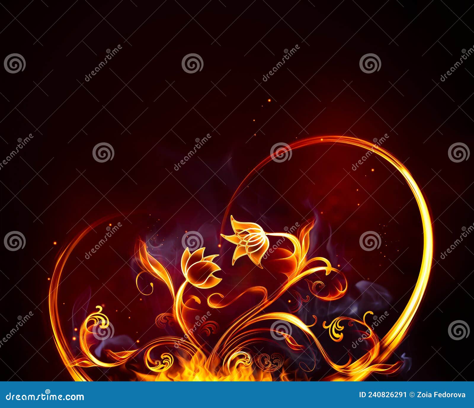 Fire Flowers Background stock illustration. Illustration of beauty ...