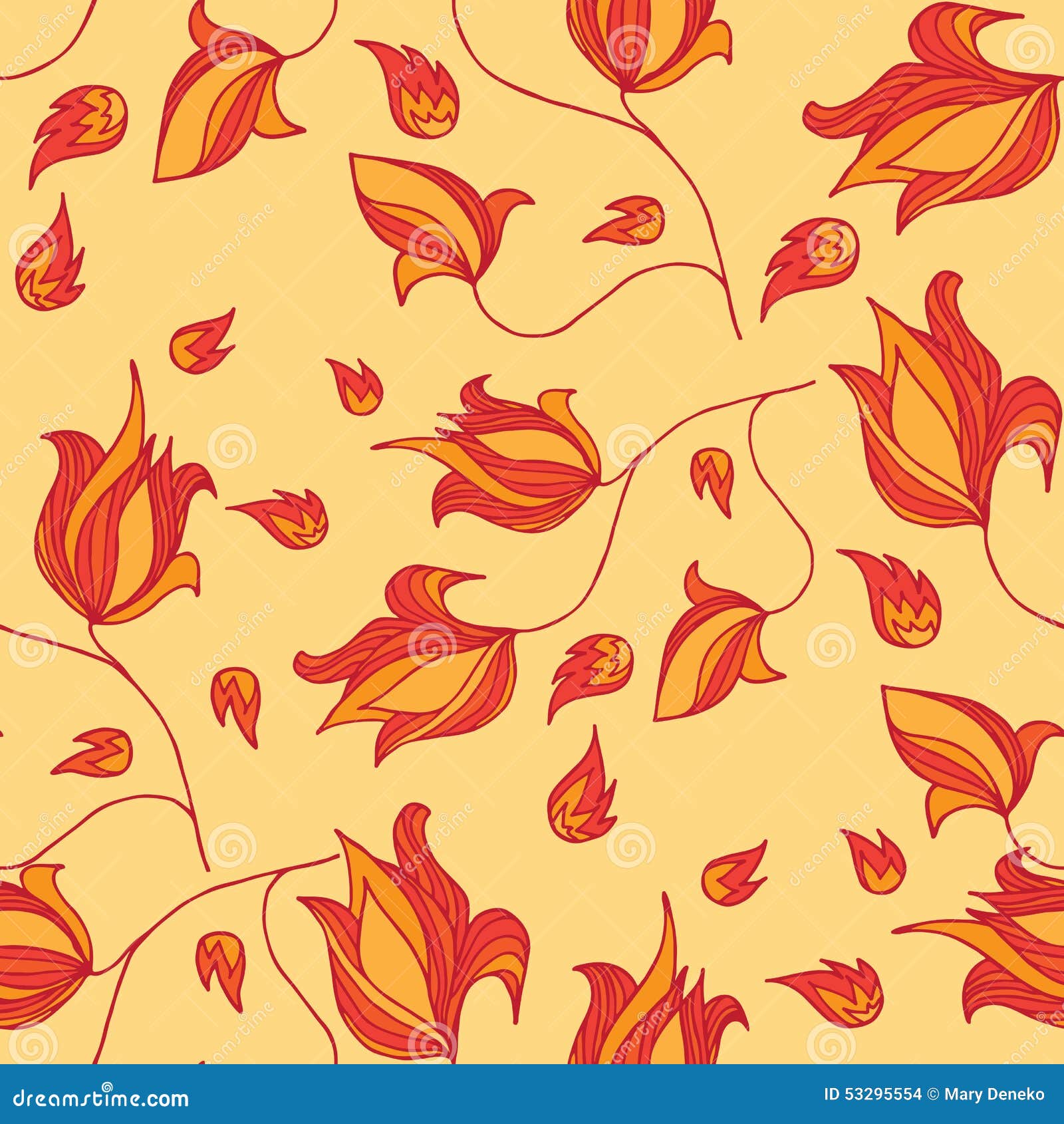 Fire Flowers Seamless Pattern Stock Vector - Illustration of colored ...
