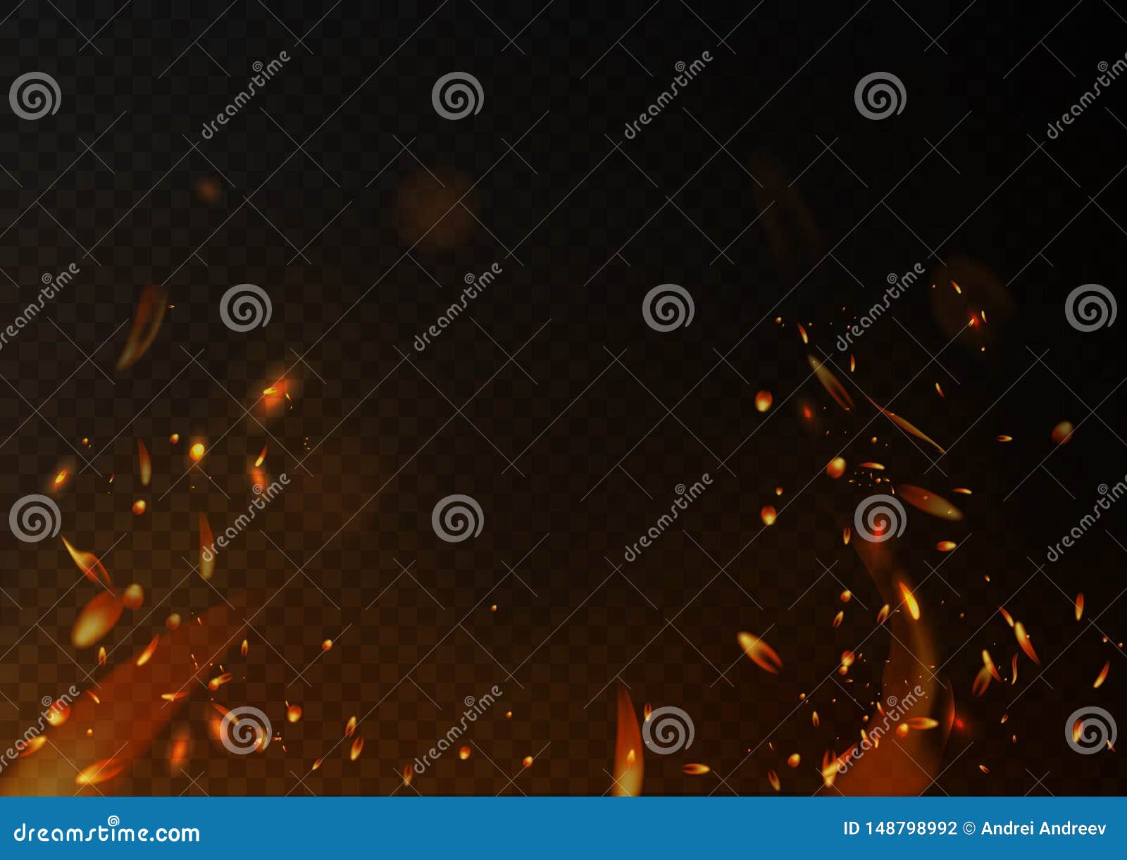 Fire Flying Sparks on Transparent Background. Stock Vector ...