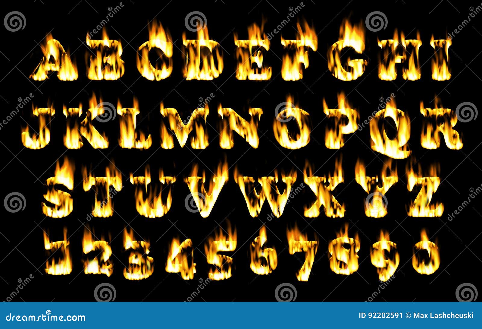 Fire Font, Alphabet of Flame. Stock Illustration - Illustration of fire ...