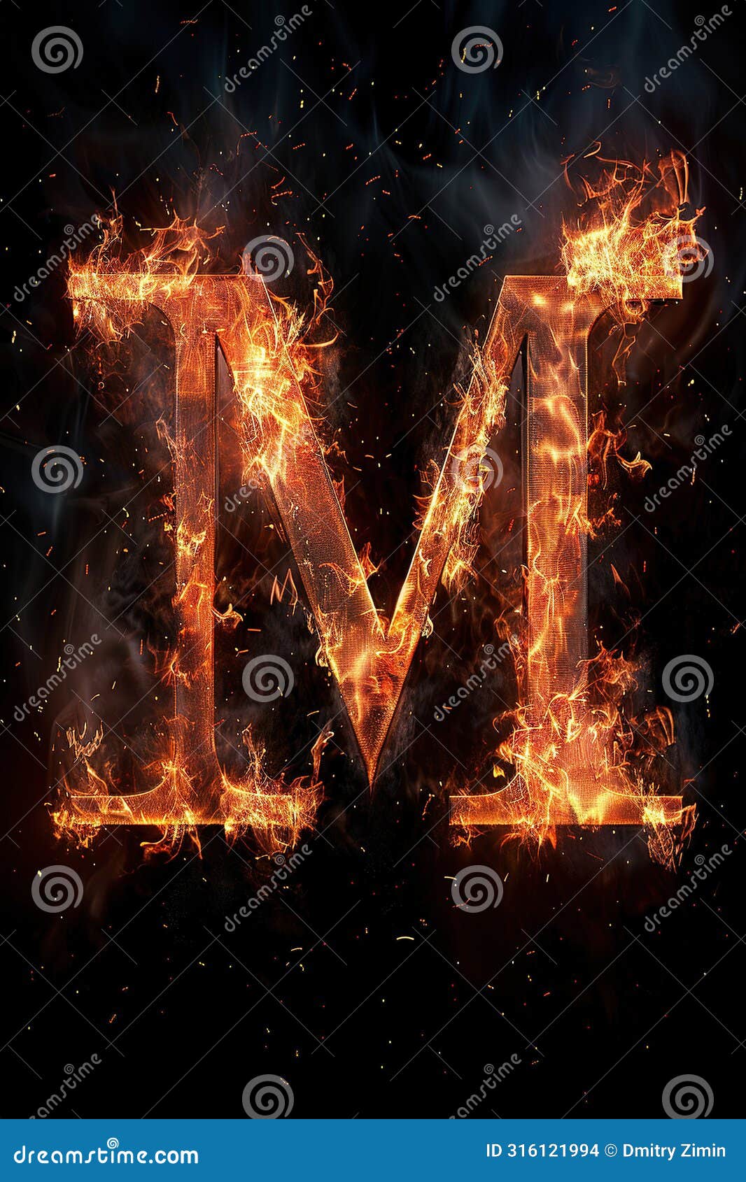 Fire Font Alphabet M Made of Burning Fire Letter on Black Background ...