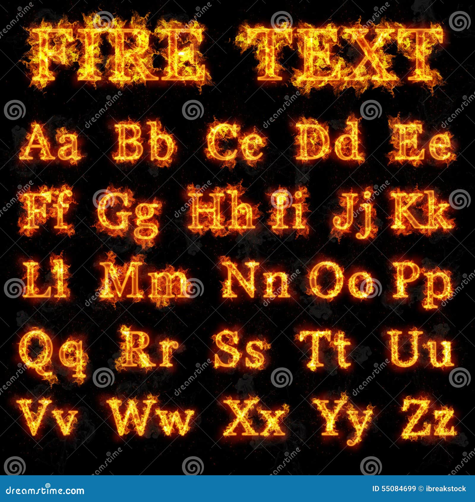 Fire font collection stock illustration. Illustration of glow - 55084699
