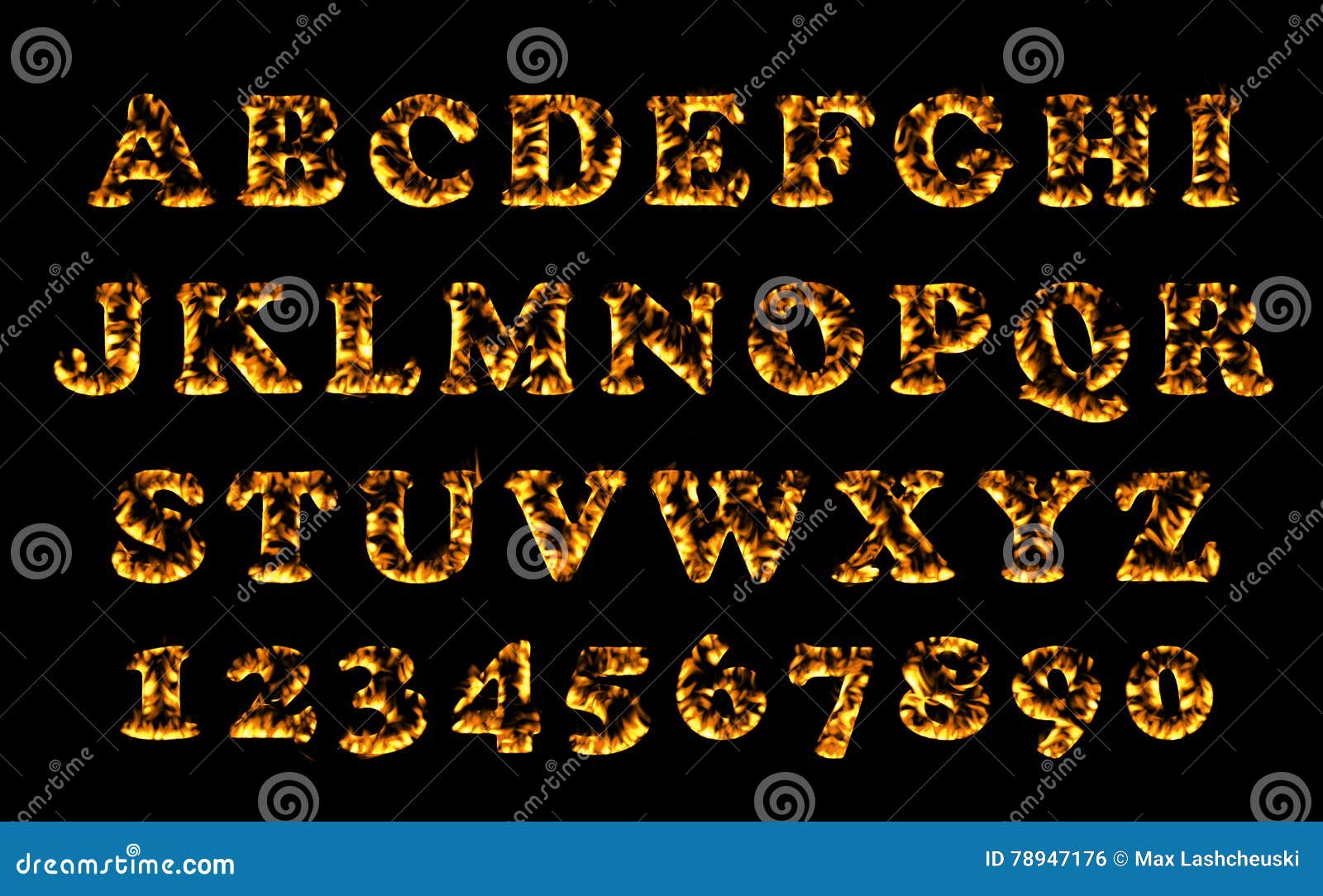 Fire Font Collection, Alphabet of Flame. Stock Illustration ...