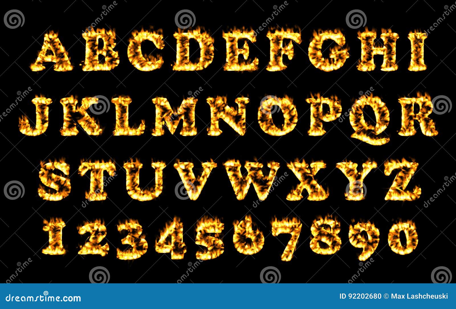 Fire Font Collection, Alphabet of Flame. Stock Illustration ...