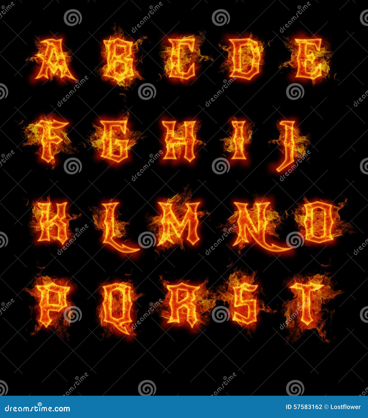 Fire Font Burning Abc Flame Alphabet Fiery Letters Hot Typo Cartoon