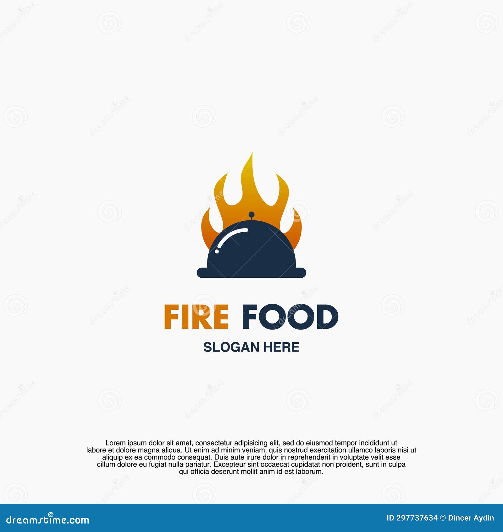 Fire Food Logo Design Icon Template, Movable Food Cover with Fire ...