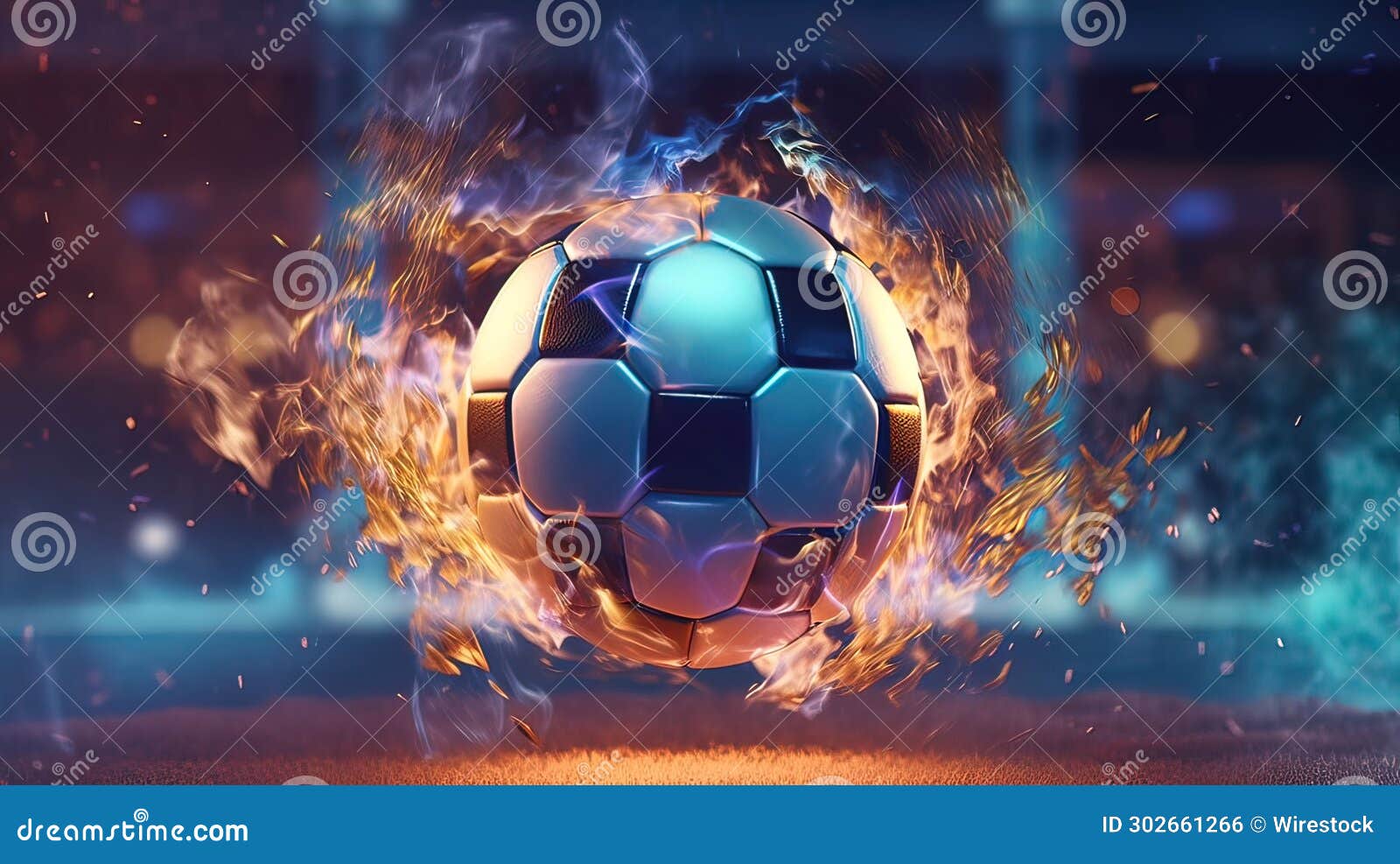 Fire Football Floating in the Air Backgrounds 8K Stock Illustration ...