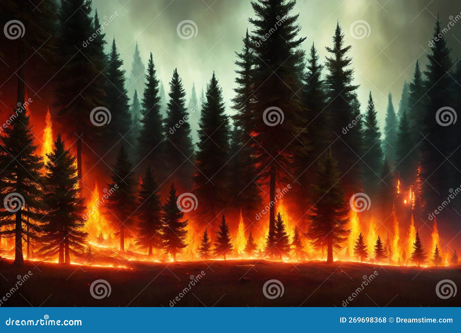 Fire in Forest, Fire Tree Elements Stock Illustration - Illustration of ...