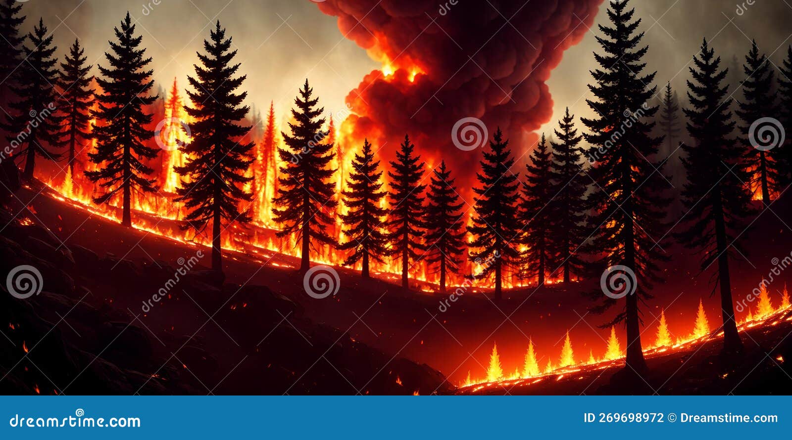 Fire in Forest, Fire Tree Elements Stock Illustration - Illustration of ...