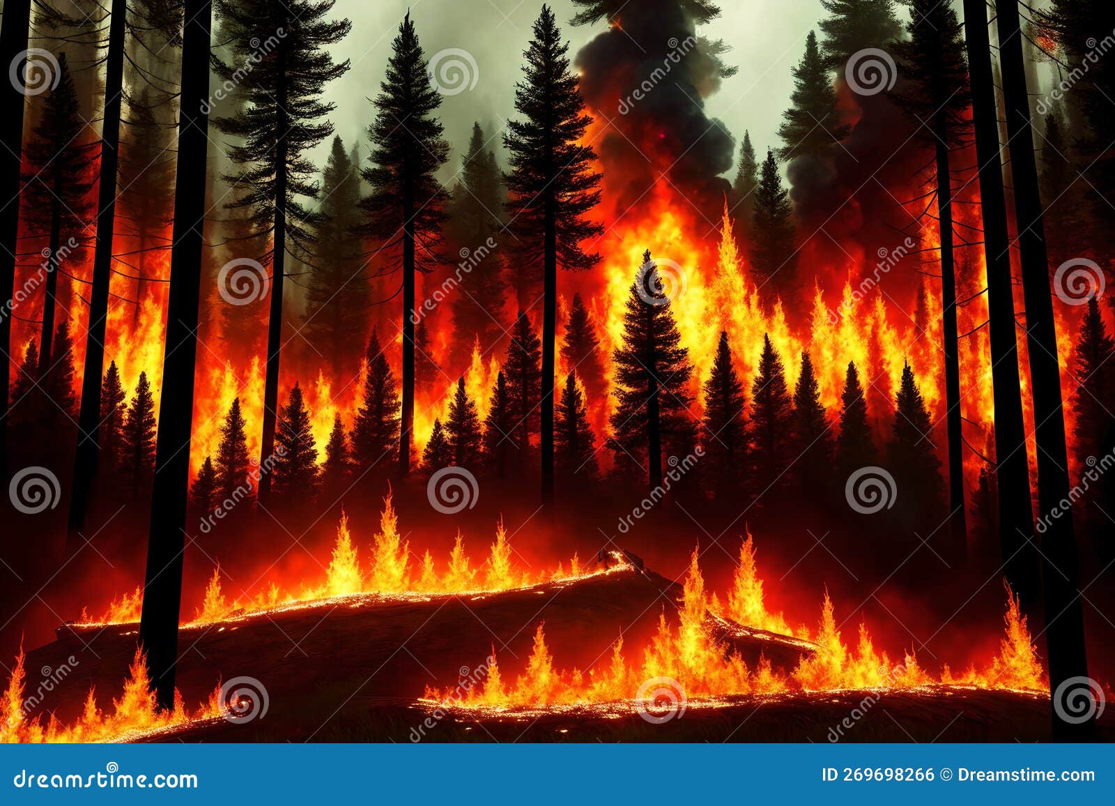 Fire in Forest, Fire Tree Elements Stock Illustration - Illustration of ...