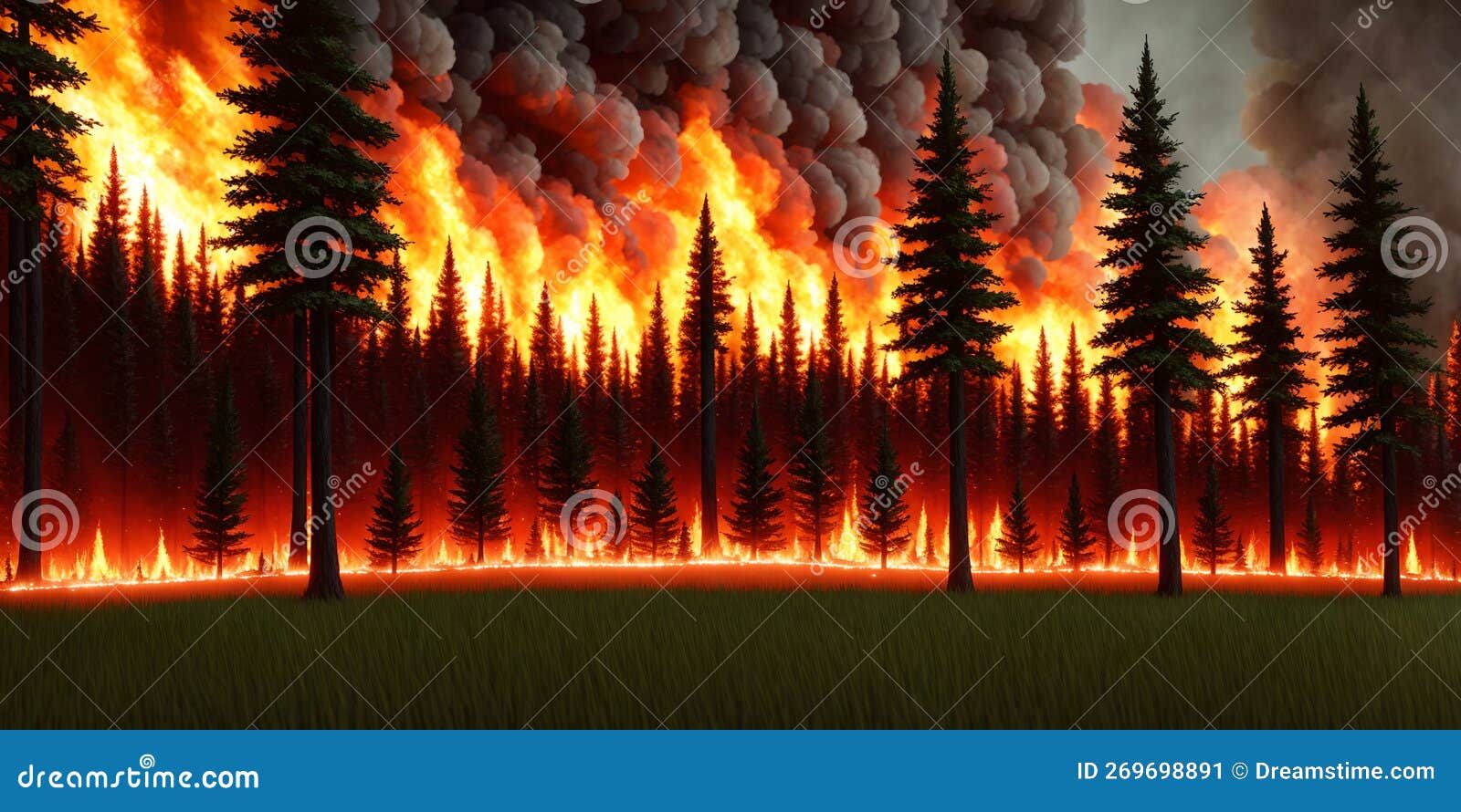 Fire in Forest, Fire Tree Elements Stock Illustration - Illustration of ...