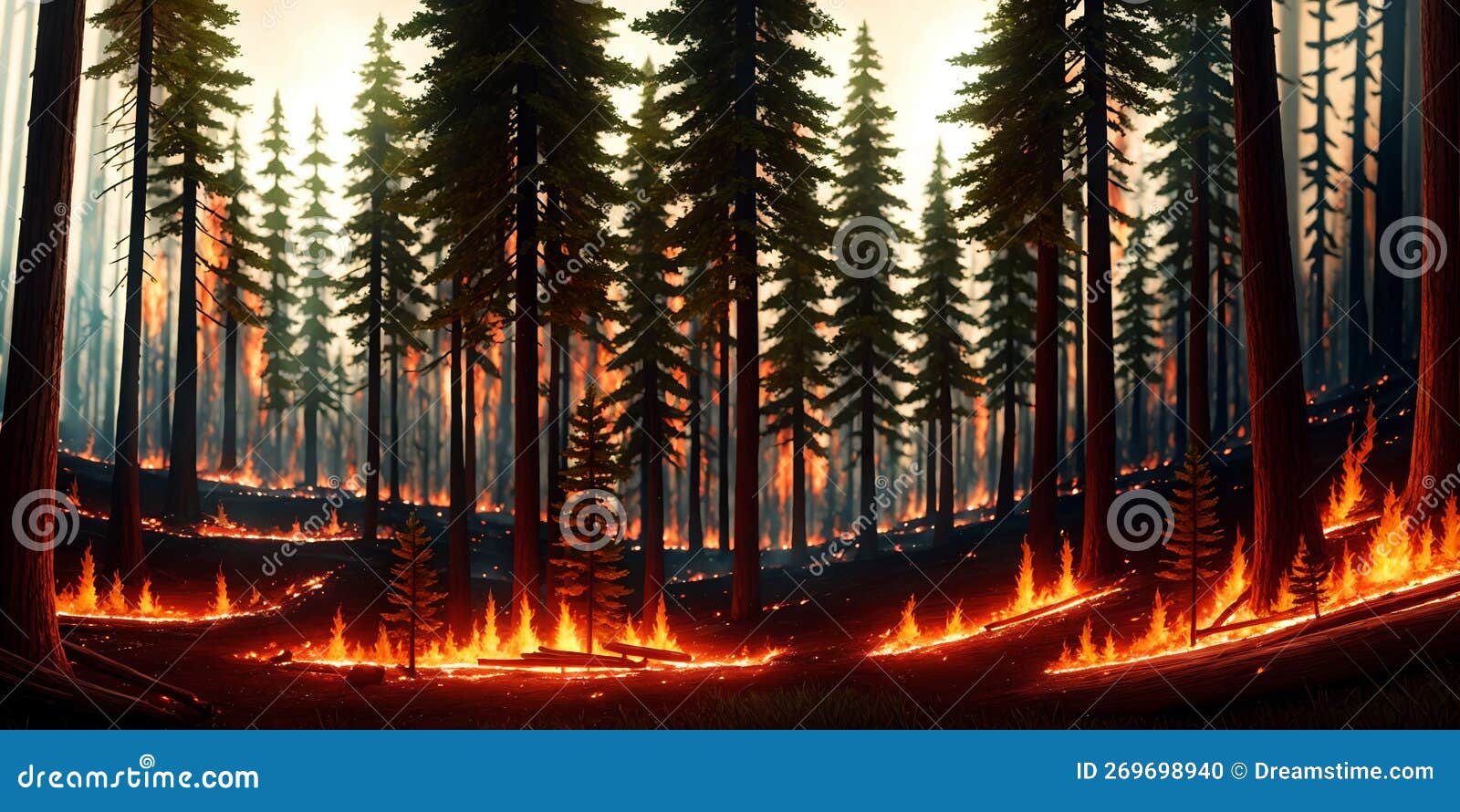 Fire in Forest, Fire Tree Elements Stock Illustration - Illustration of ...