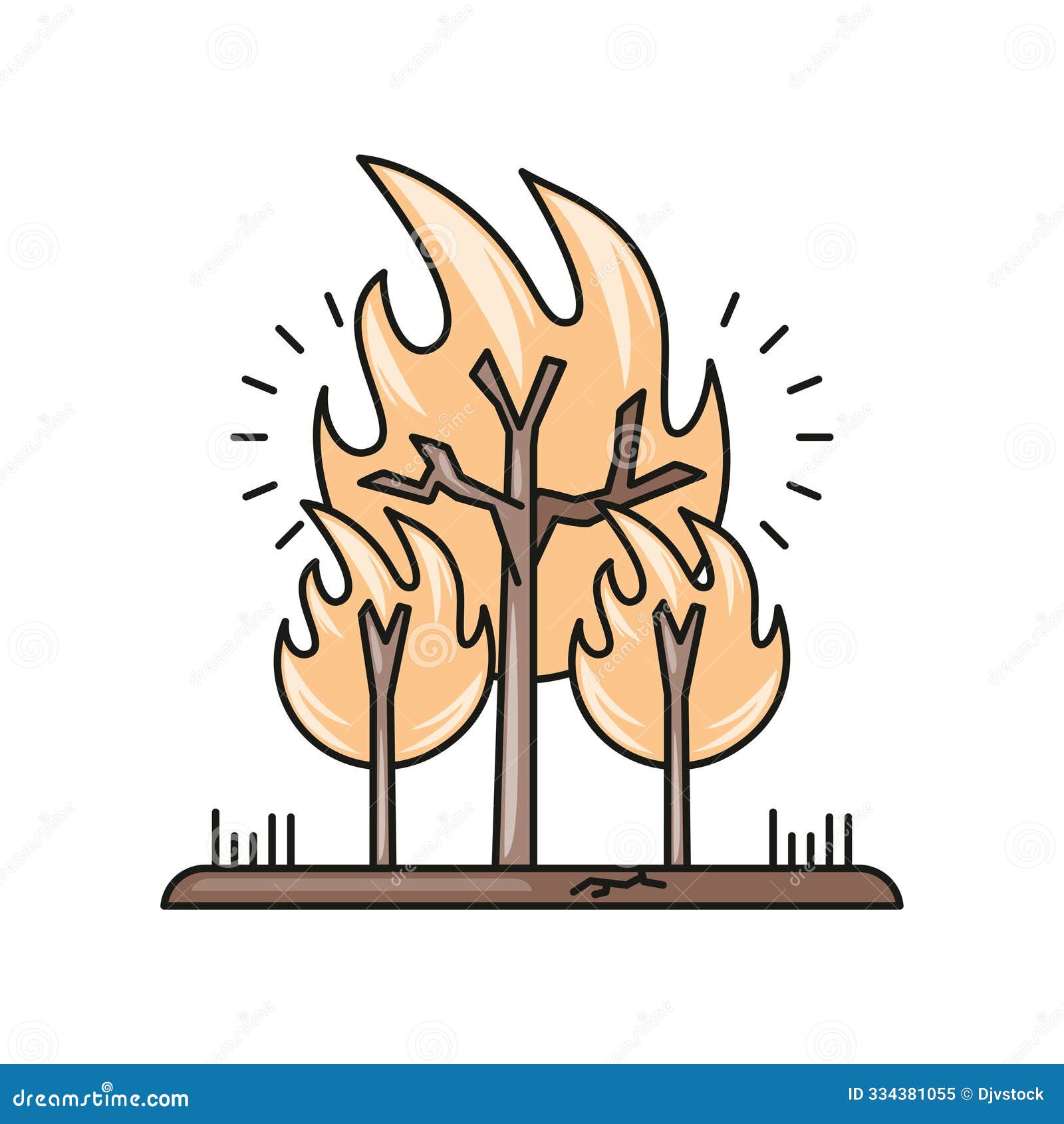 Fire in the Forest Flames Climate Change Stock Illustration ...