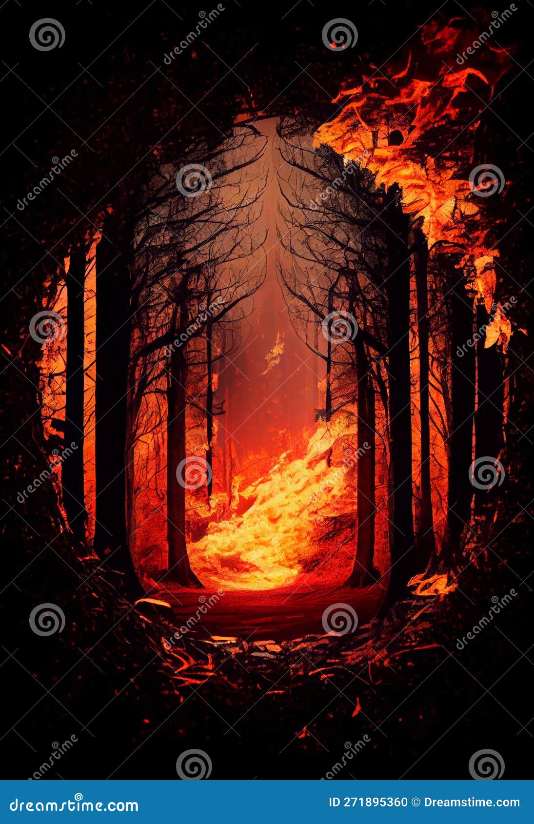 Fire in the Forest: a Flaming Element among the Trees. AI Generated ...