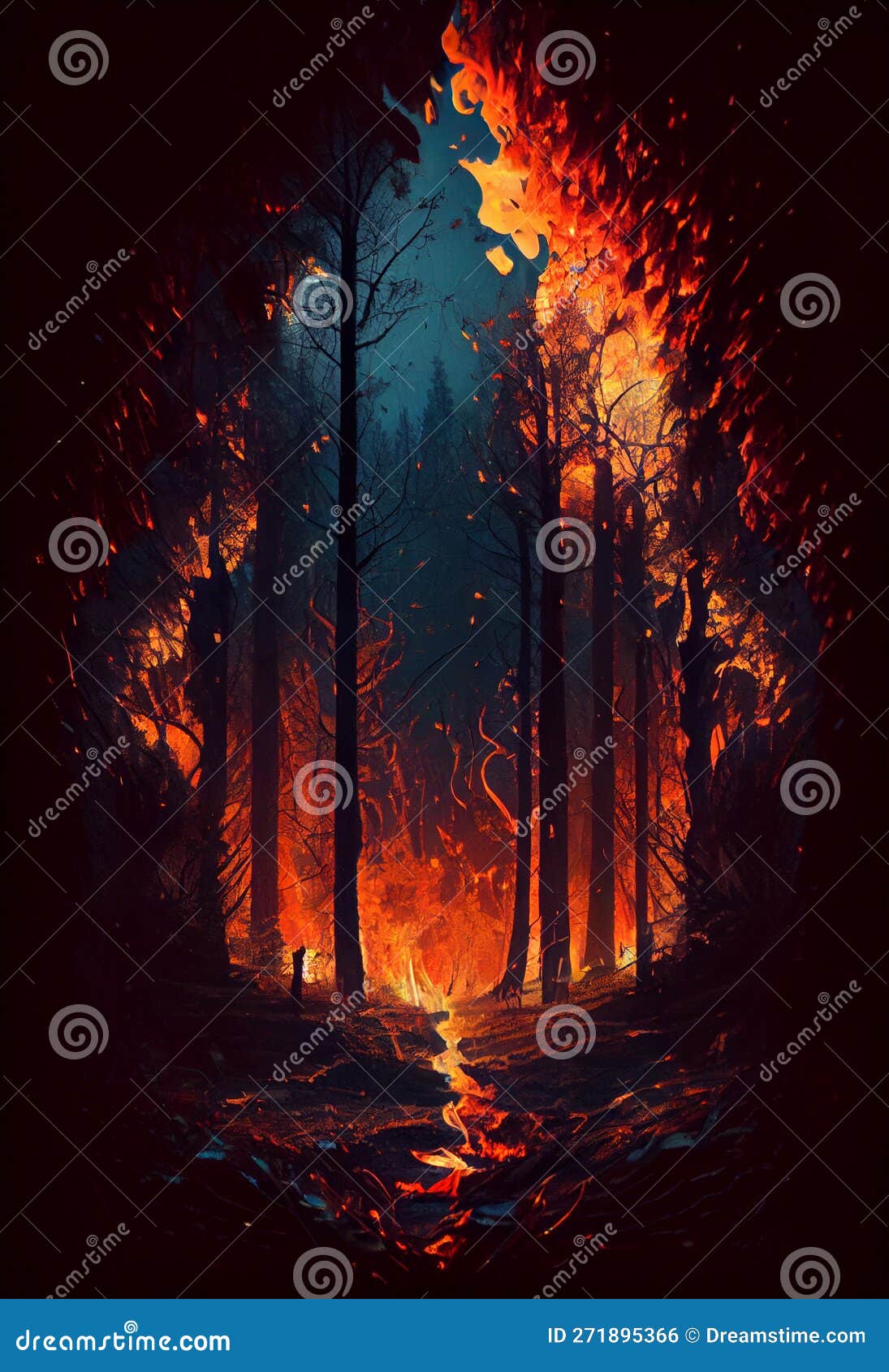 Fire in the Forest: a Flaming Element among the Trees. AI Generated ...