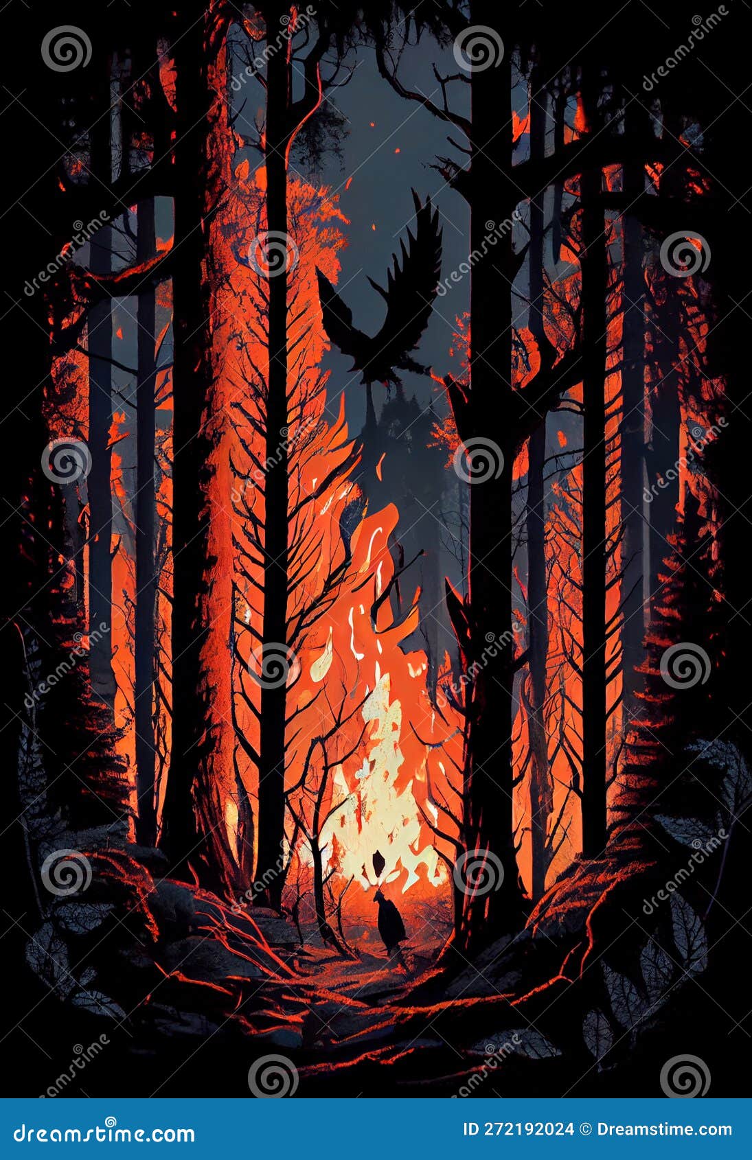 Fire in the Forest: a Flaming Element among the Trees. AI Generated ...