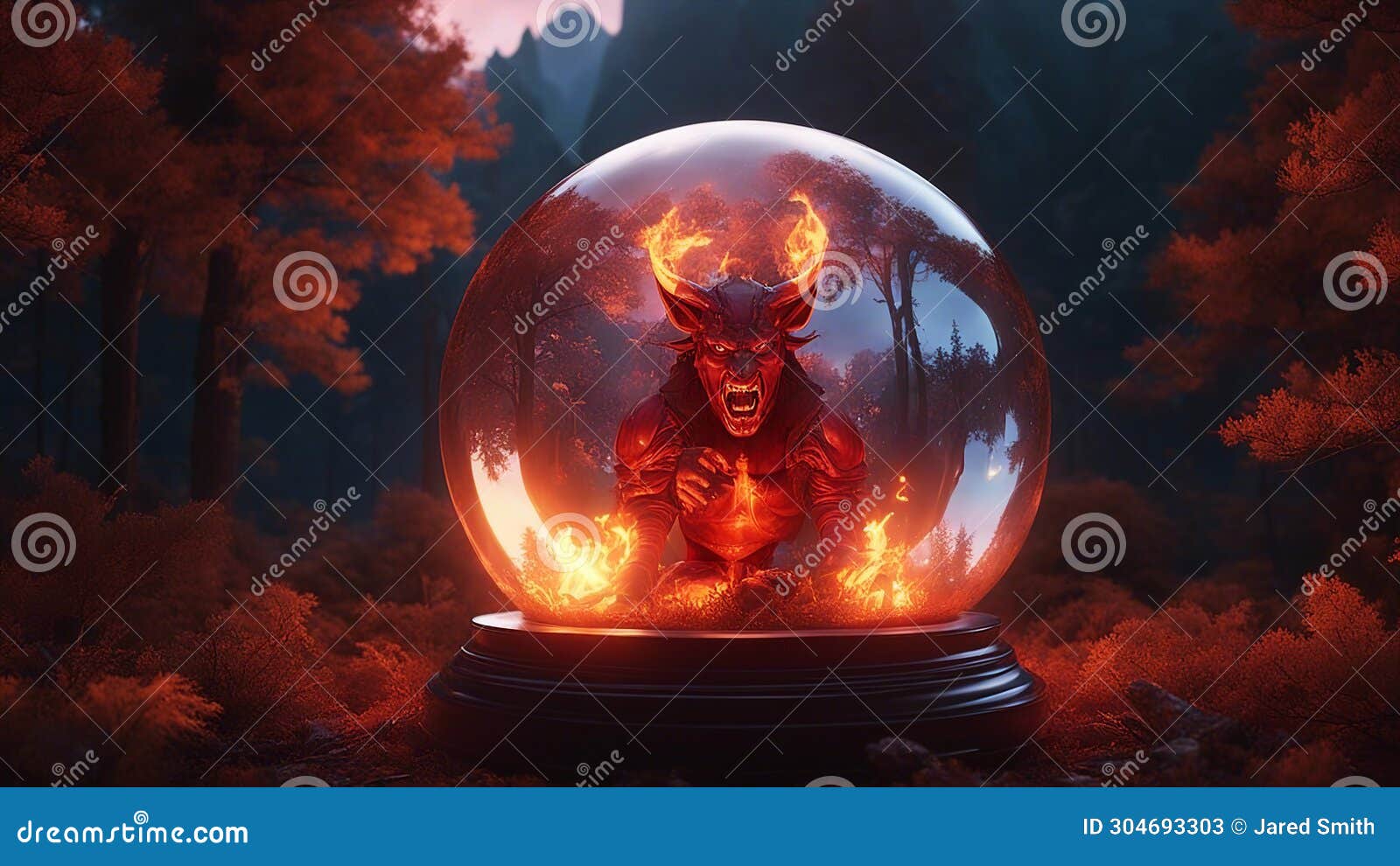 Fire in the Forest Render Depicting the Devil in Control of the Earth ...