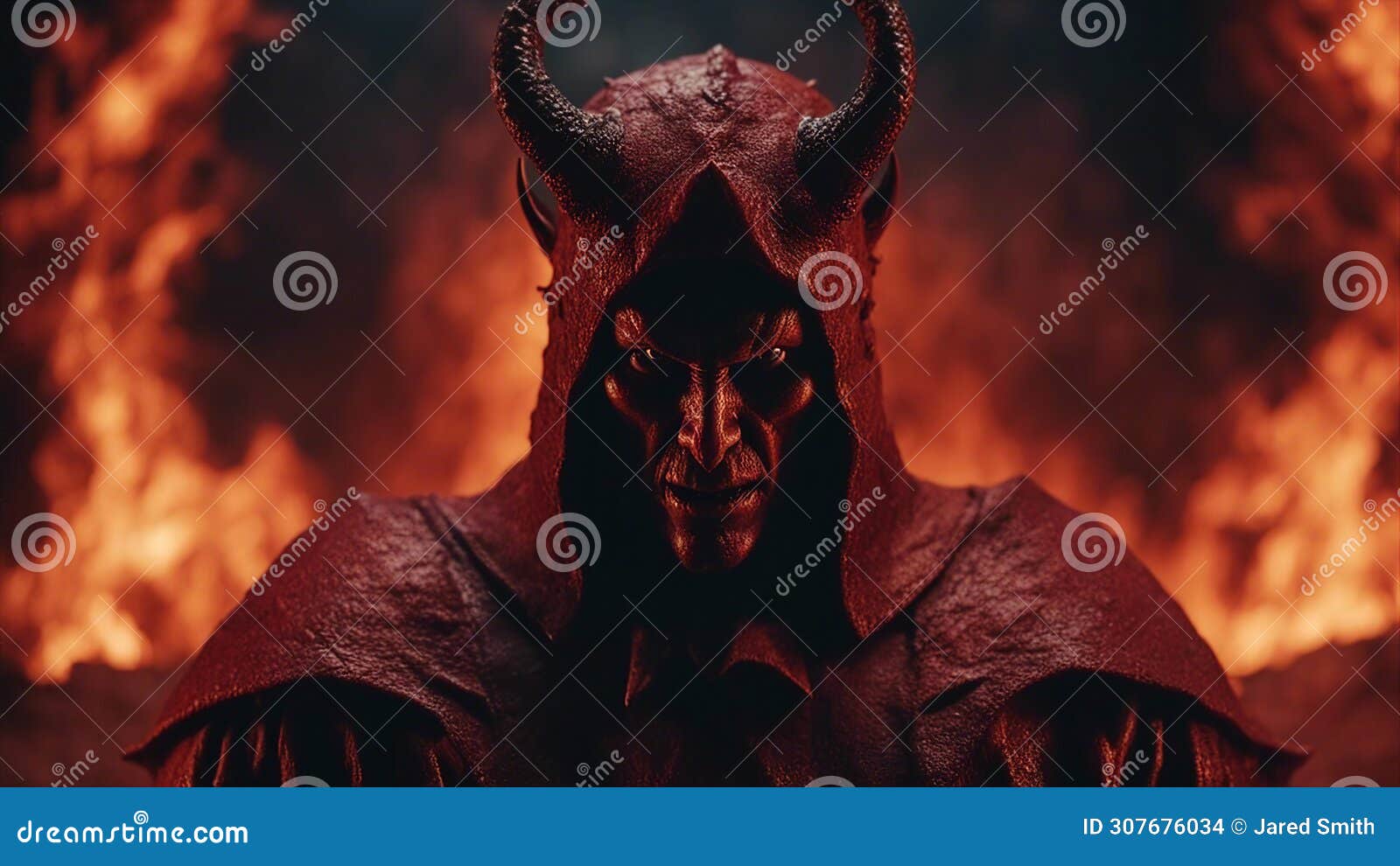 Fire in the Forest Scary Portrait of a Devil Dragon Demon Figure in ...