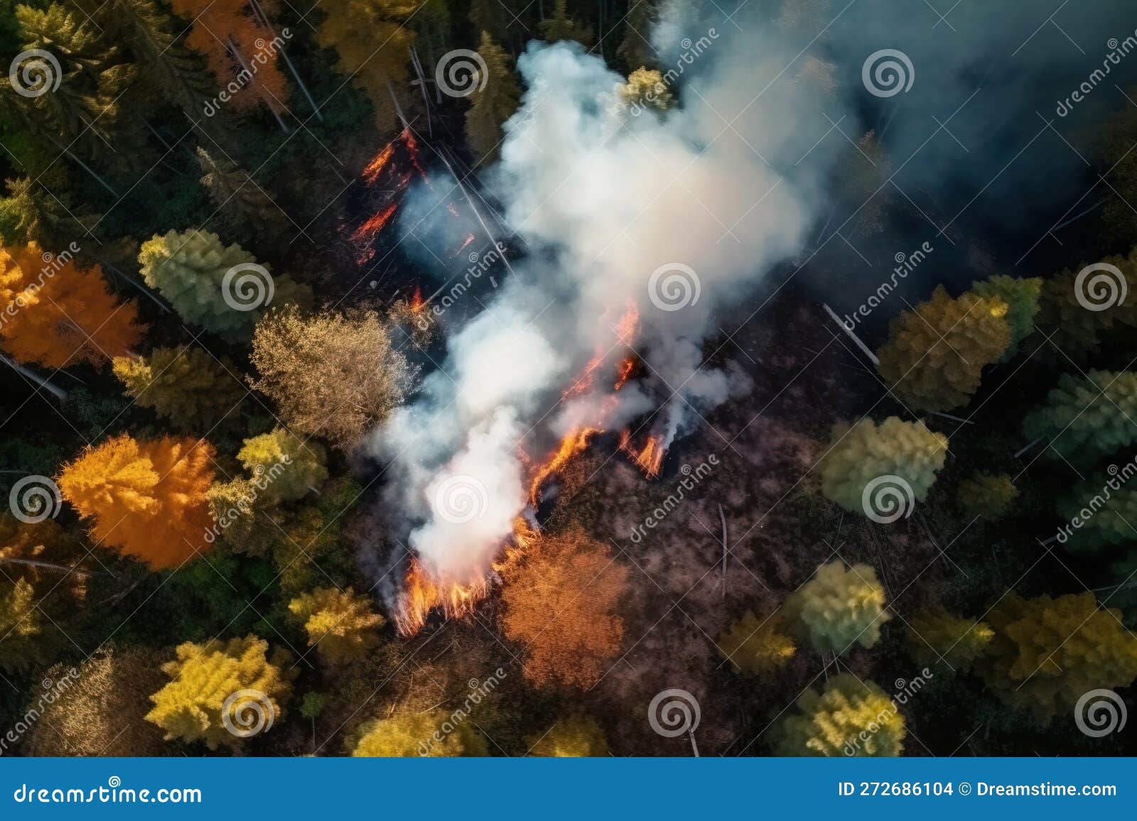 Fire in the Forest in Summer with Smoke, Natural Disaster, Cataclysm ...