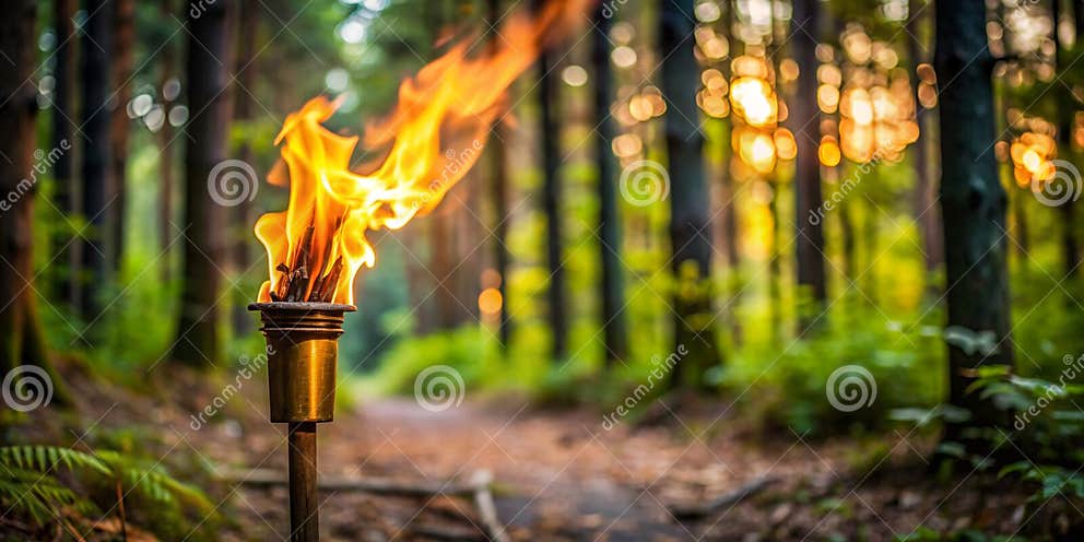 Fire in the Forest Torch Lit during the Day in the Forest AI-Generated ...