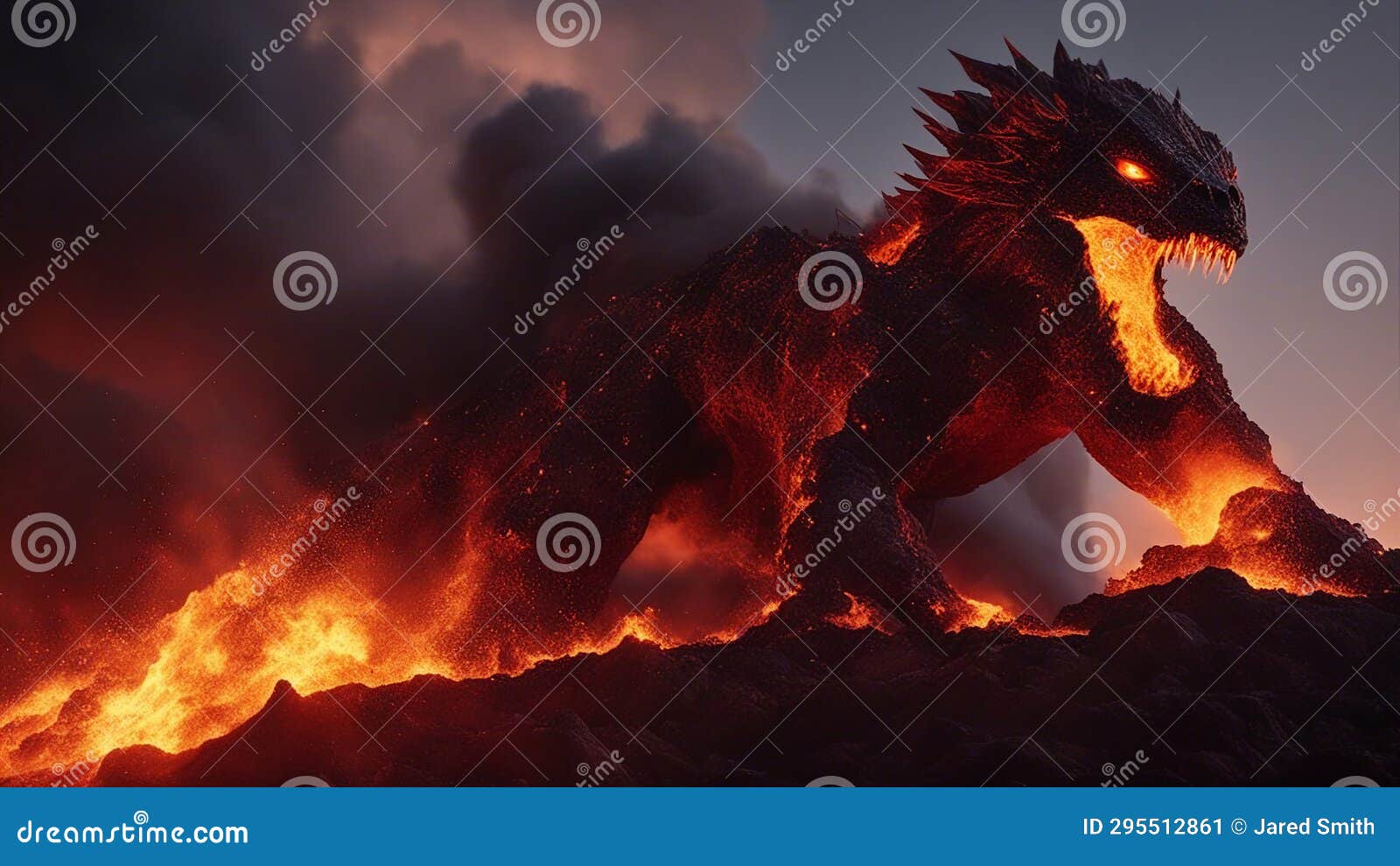 Fire in the Forest a Volcanic Eruption Unleashing a Fire Lord from the ...