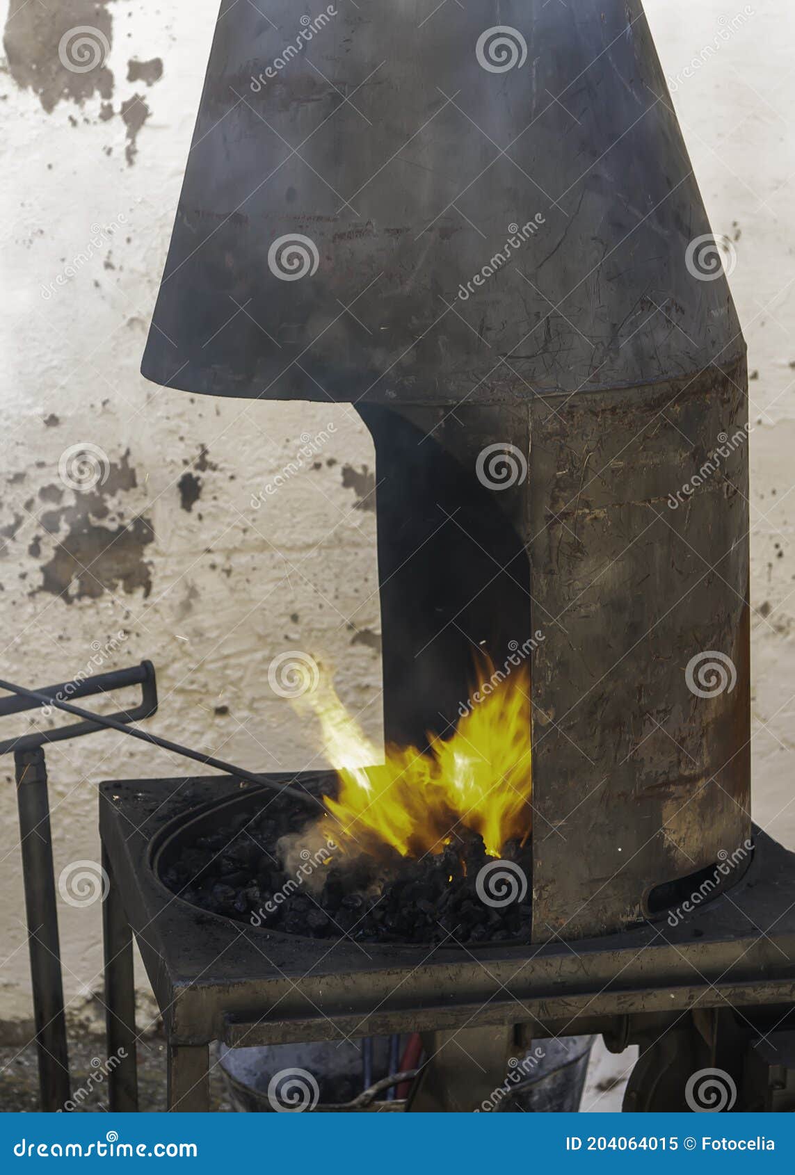 Fire in forge stock image. Image of ironwork, coal, equipment - 204064015